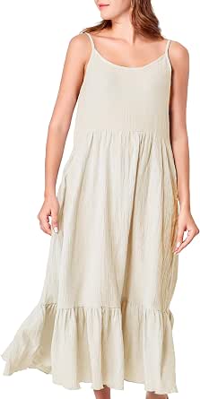 Simple&Opulence Women Summer Casual Cotton Maxi Dress, Loose Sleeveless ...