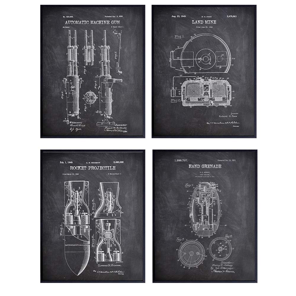 Amazon.com: Weapons of War Patent Print Set - Vintage Home Decor for ...