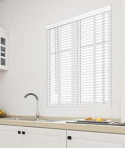 Amazon.com: White,22'' W x 60'' H,2-inch Contemporary Wood Cordless Room Darkening Blind for ...