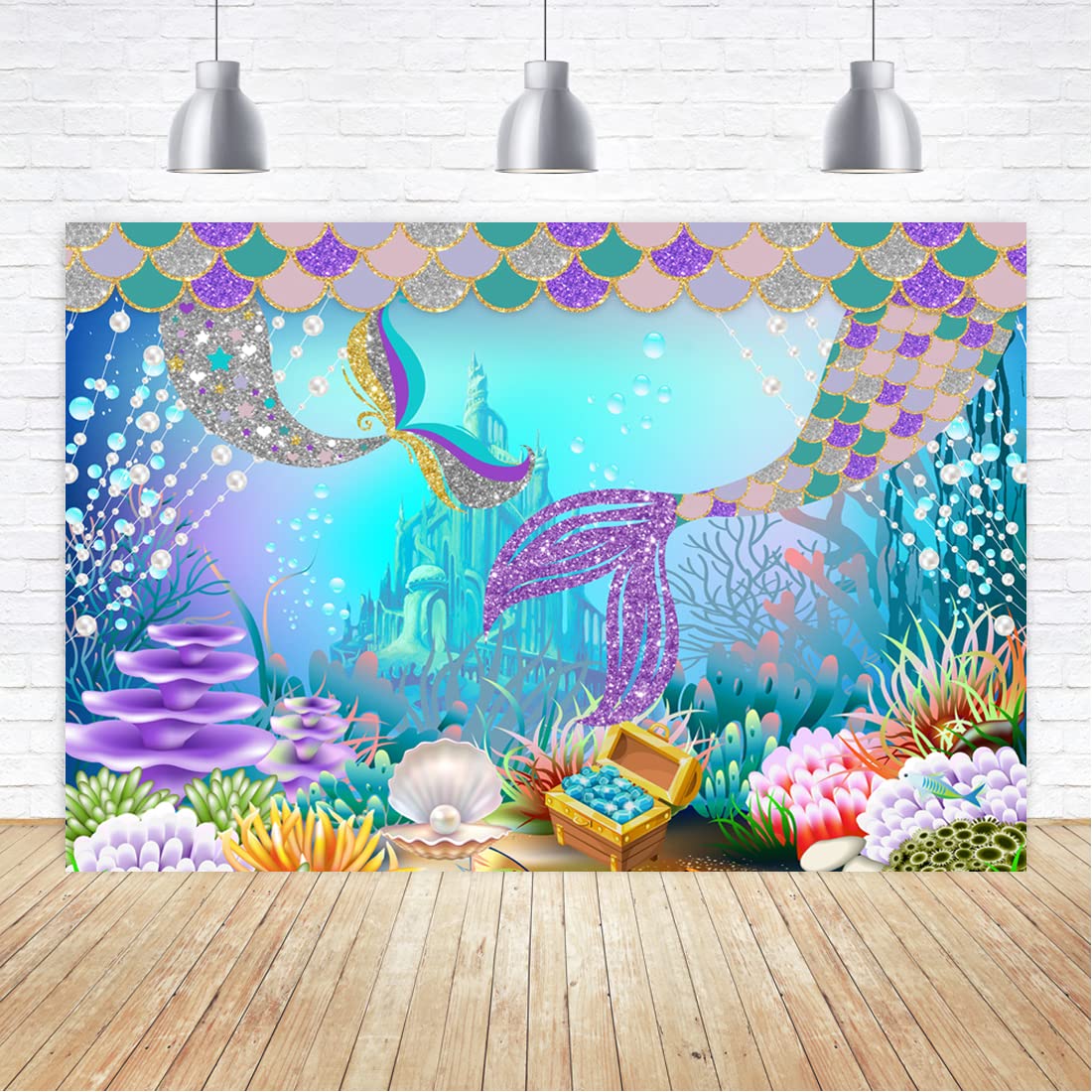 Buy Aperturee Under The Sea Mermaid Scales Tails Backdrop 6x4ft Coral ...