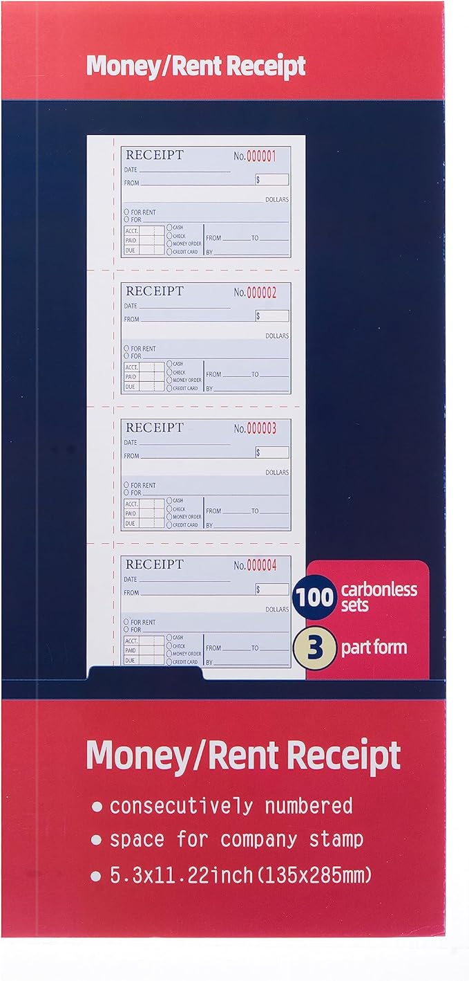 Amazon.com : Receipt Book with Carbon Copies,Money and Rent Receipt ...