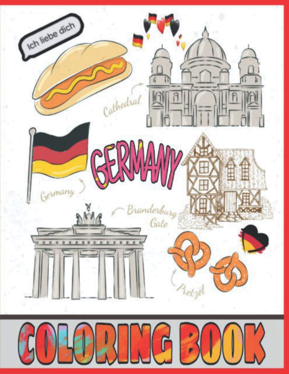 Buy Germany Coloring Book: Neuschwanstein Castle, German shepherd ...