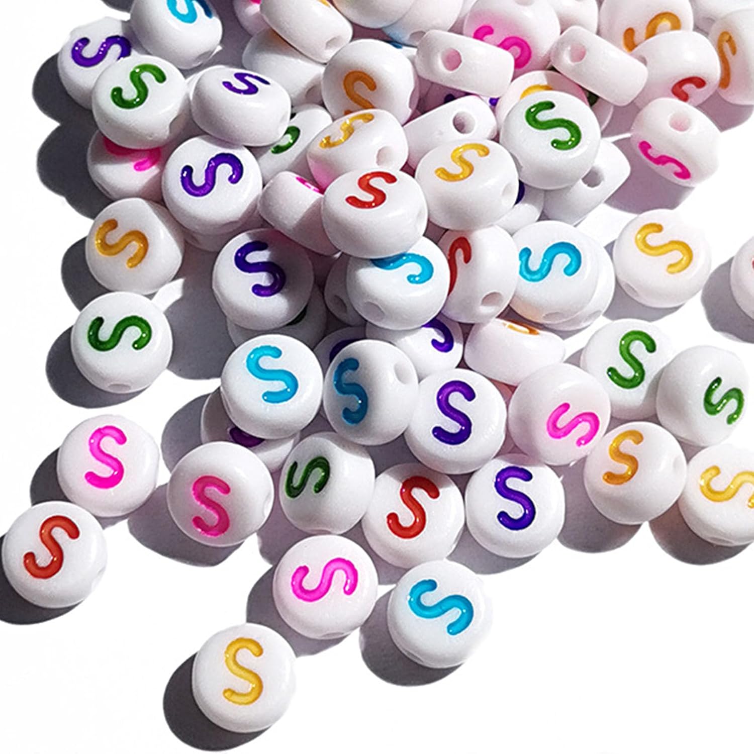 Amazon.com: Yiizzxin 200pcs Colorful Acrylic Letter S Beads,4x7mm Round ...