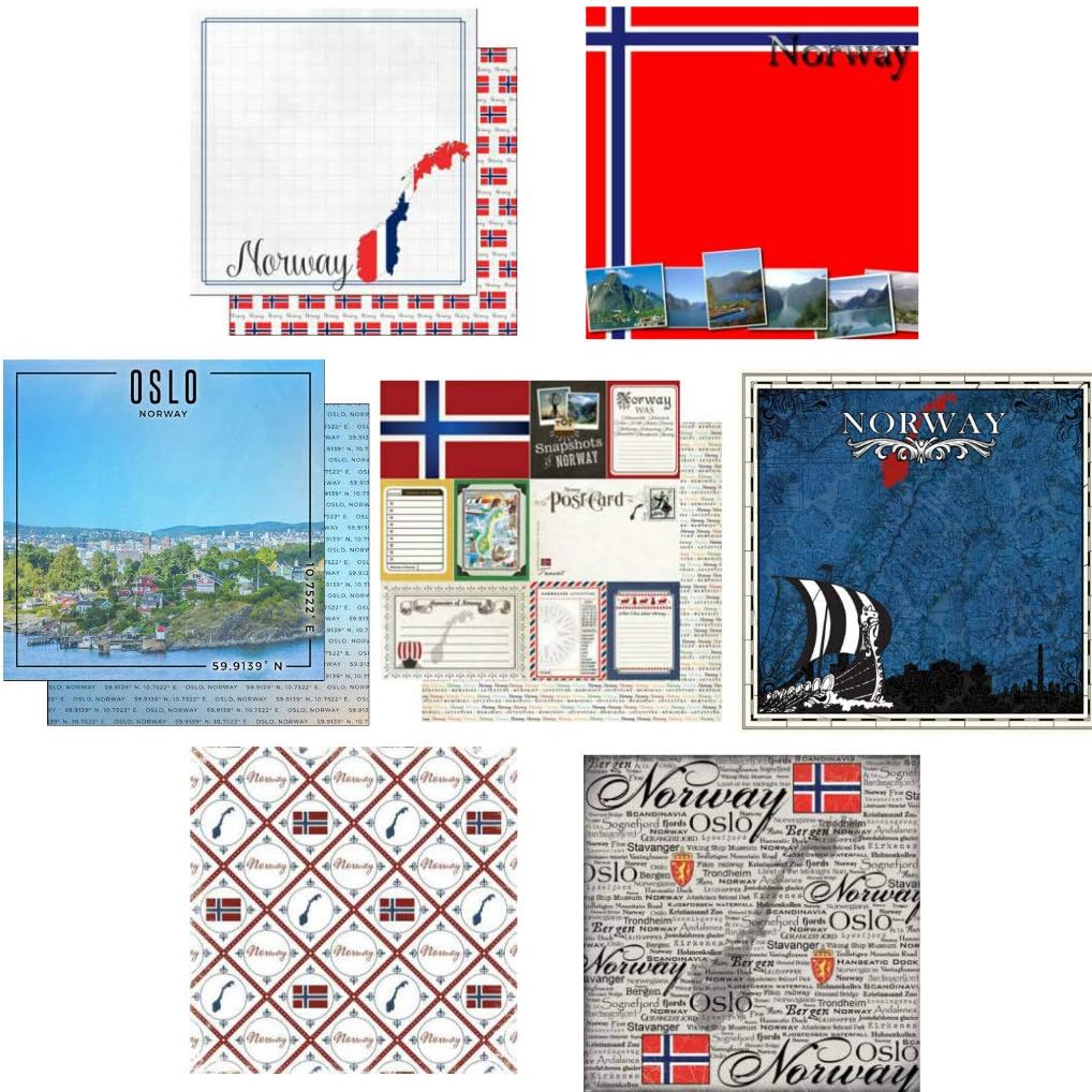 Amazon.com: Custom Bundle Set of 7 Norway Themed Travel and Vacation 12 ...