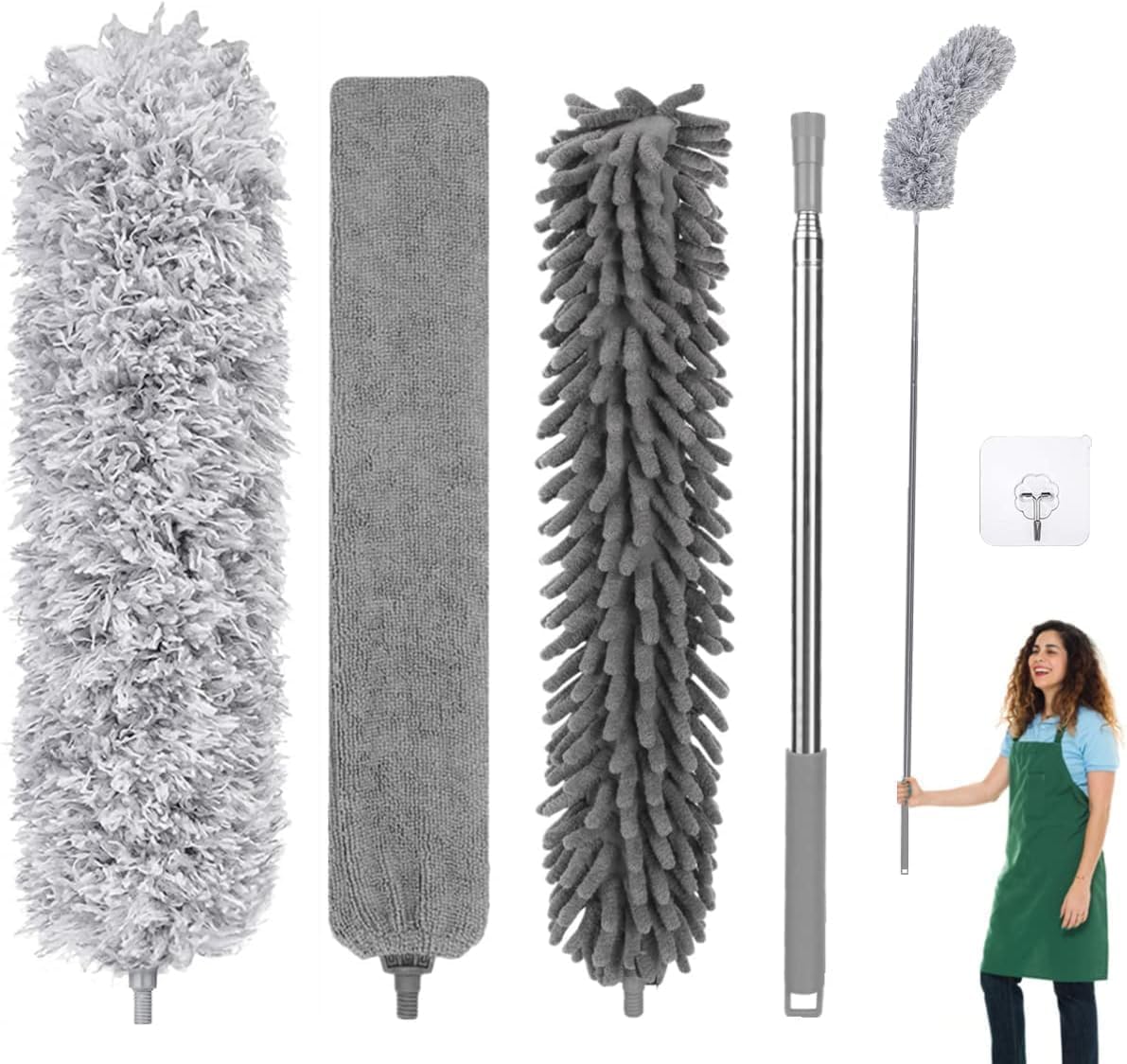 Fogray Extendable Feather Duster, Bendable Microfiber Duster with Extra ...