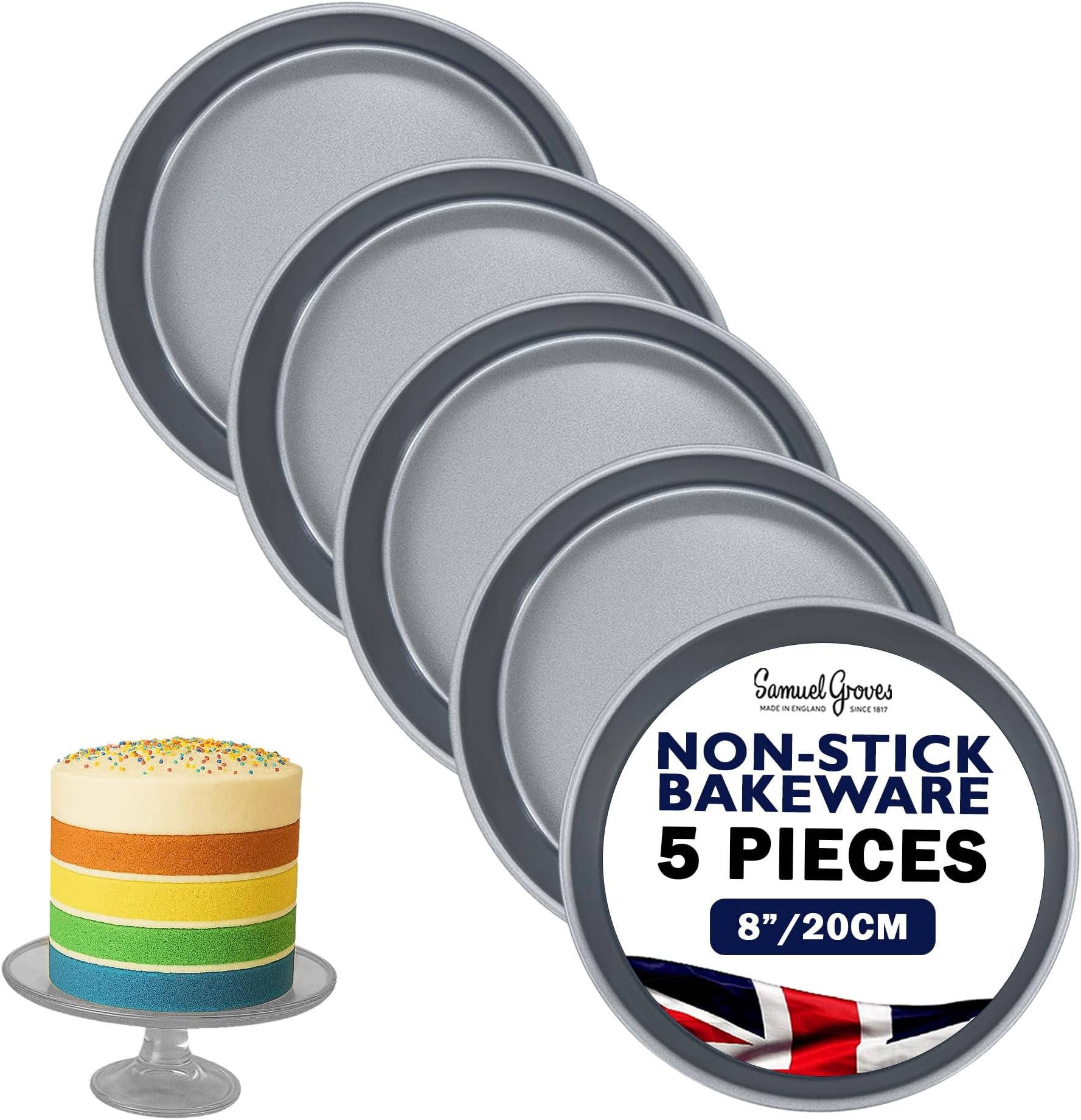 lakeland Layer Cake 5pc Pan Set – 18cm Dia : Amazon.co.uk: Home & Kitchen