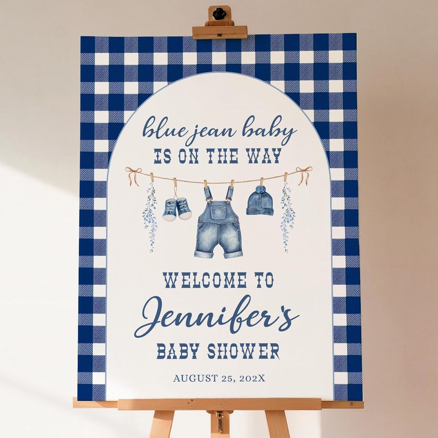 Amazon.com: Custom Blue Jean Baby Shower Poster, Rustic Denim ...