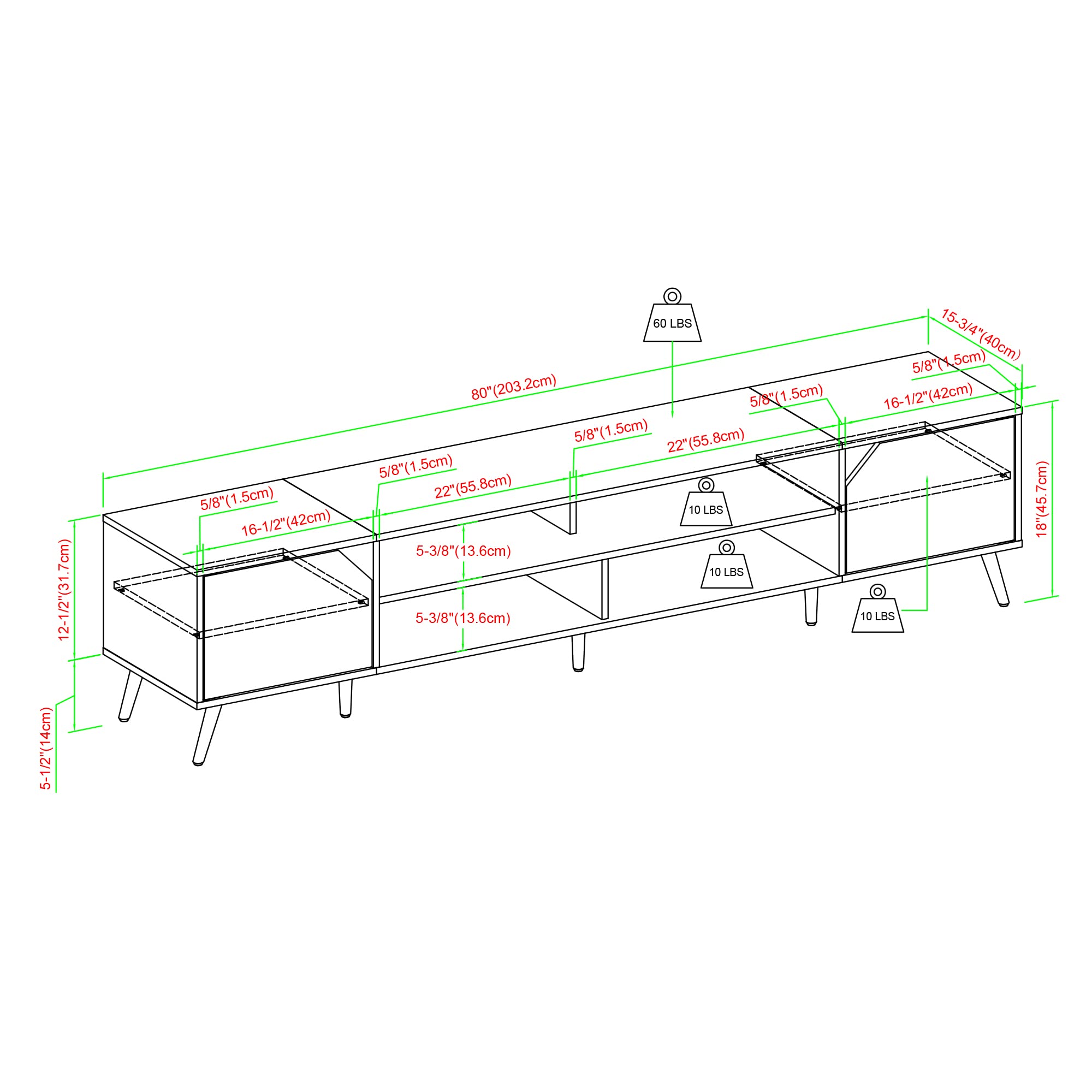 Walker Edison Nora Modern Minimal Open-Shelf Stand for TVs up to 90 ...