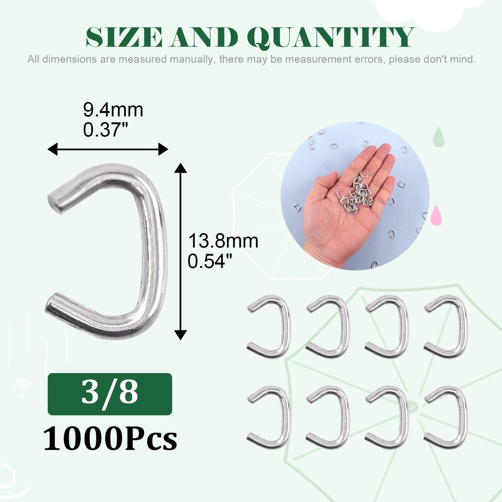 Snapklik.com : 1000Pcs 3/8" Galvanized Hog Rings Assortment Kit ...
