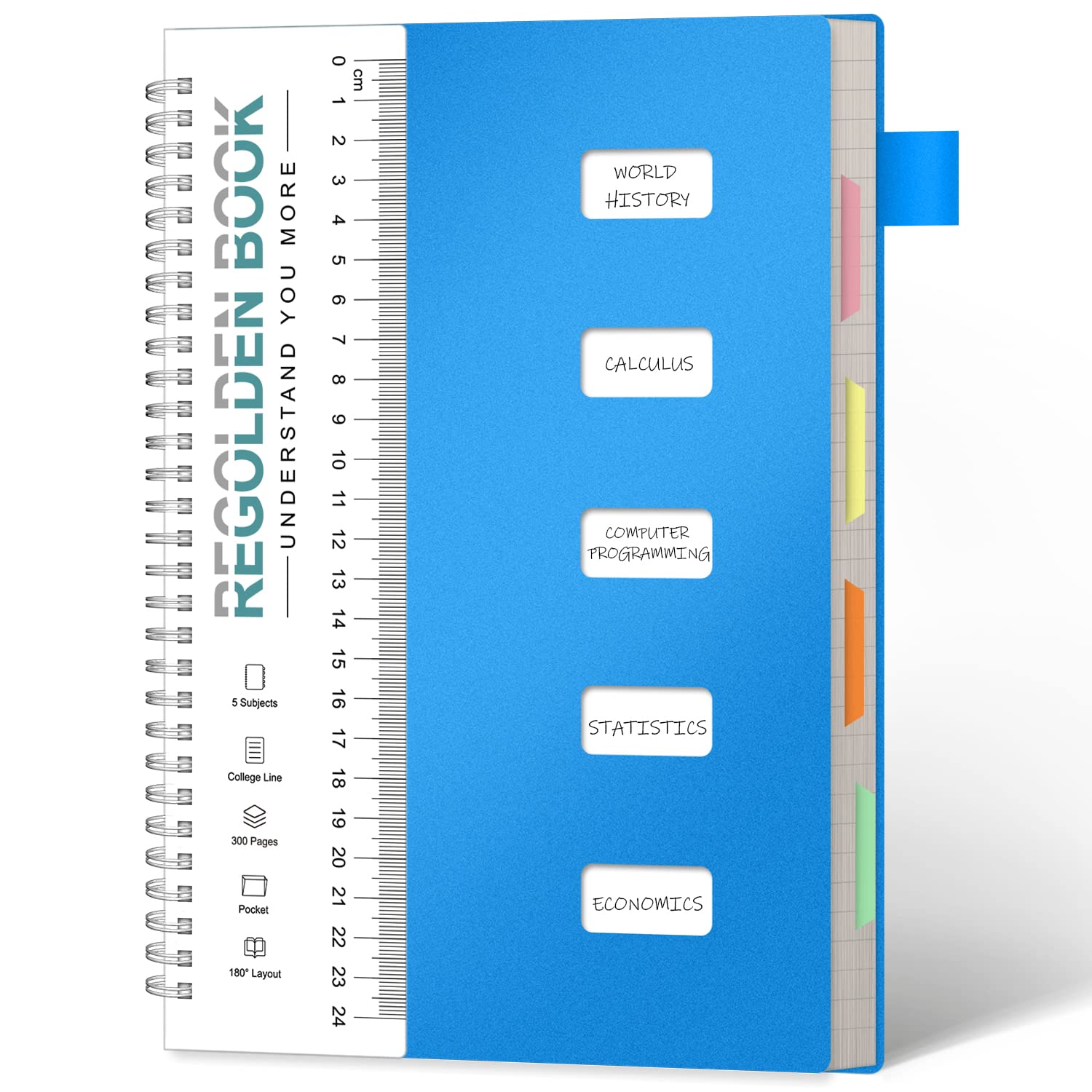Amazon.com : Regolden-Book 5 Subject Notebook College Ruled (7x10), 300 ...