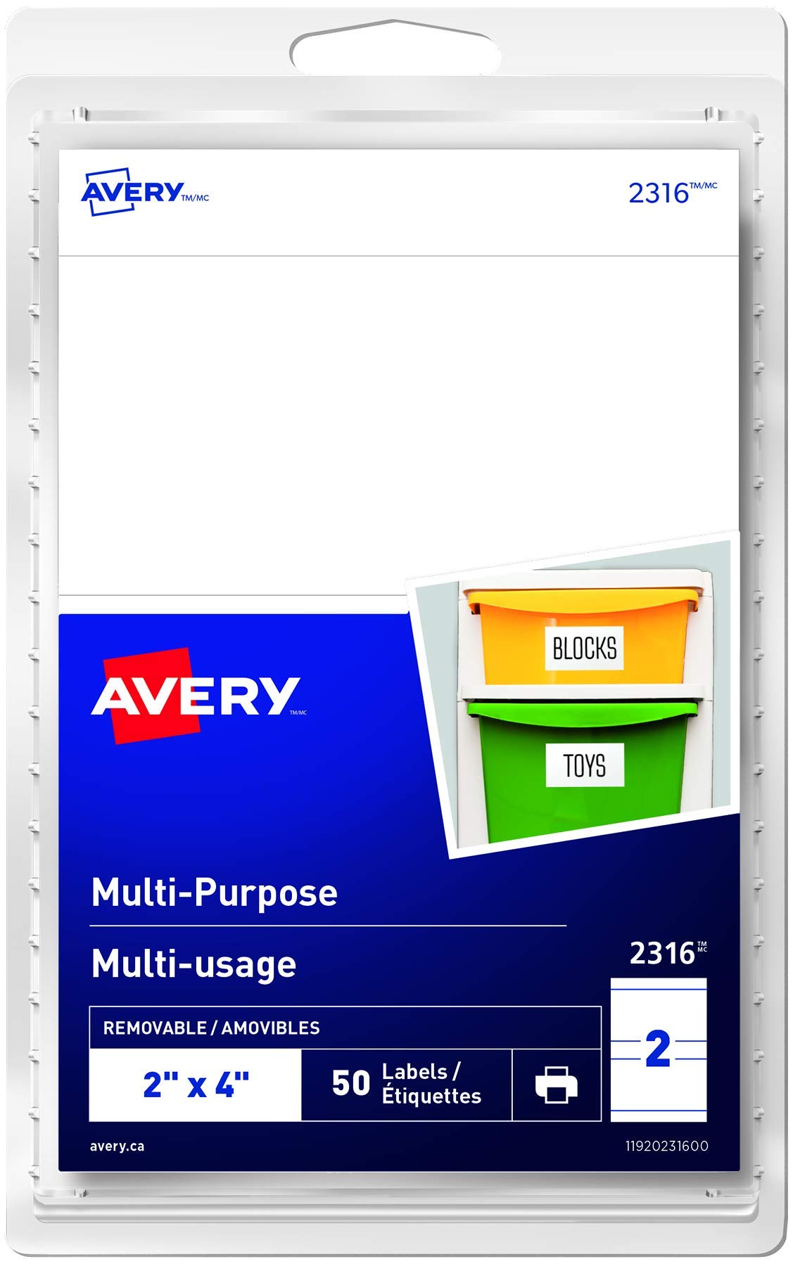 Avery Multi-Purpose Removable Labels for Storage Boxes, 4" X 2", 50 ...