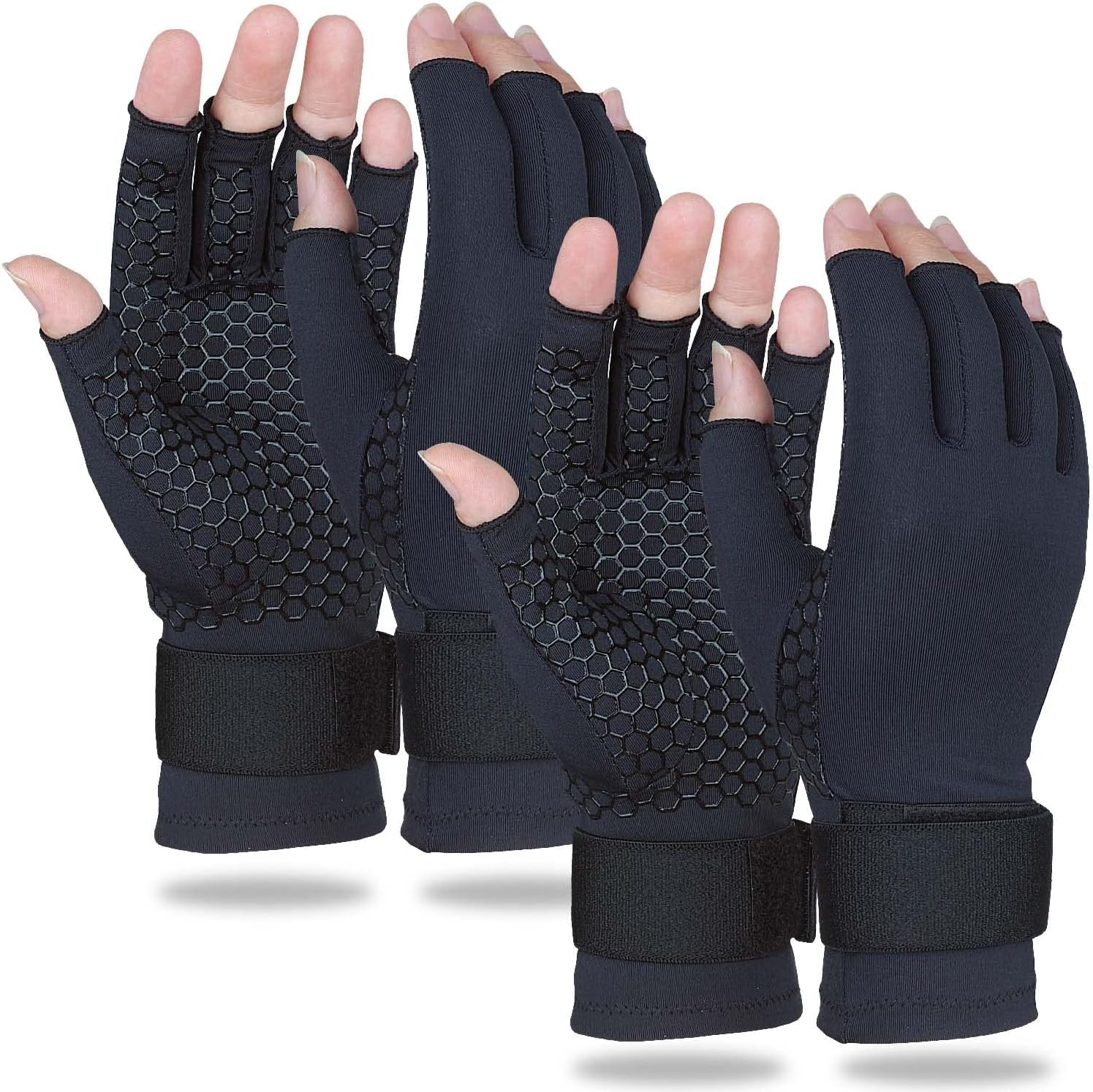 2 Pairs Copper Arthritis Gloves for Women Men, Compression Gloves with ...