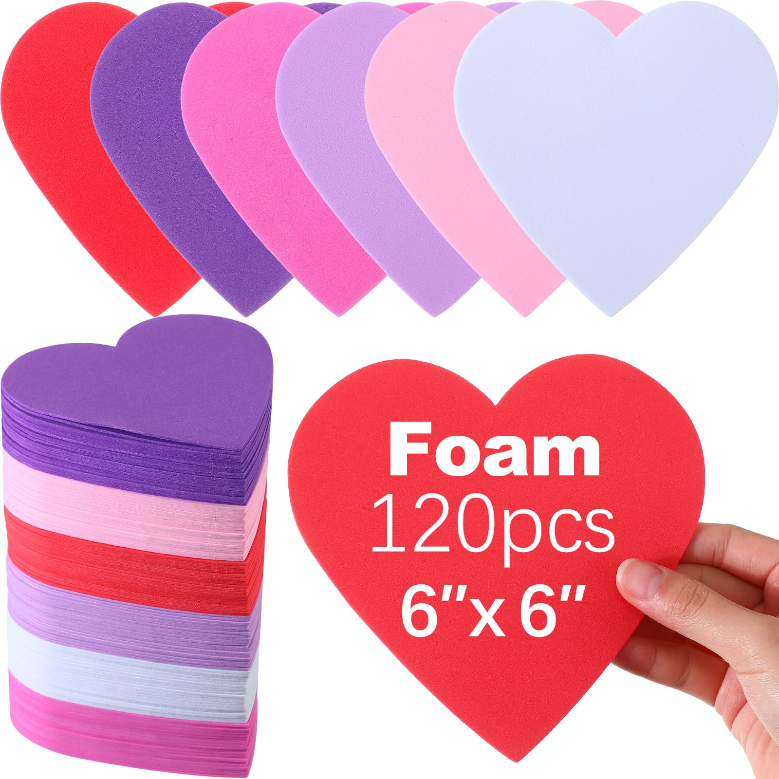 Amazon.com: Tatuo 120 Pcs 6 Inch Valentines Day Foam Hearts Large Heart ...