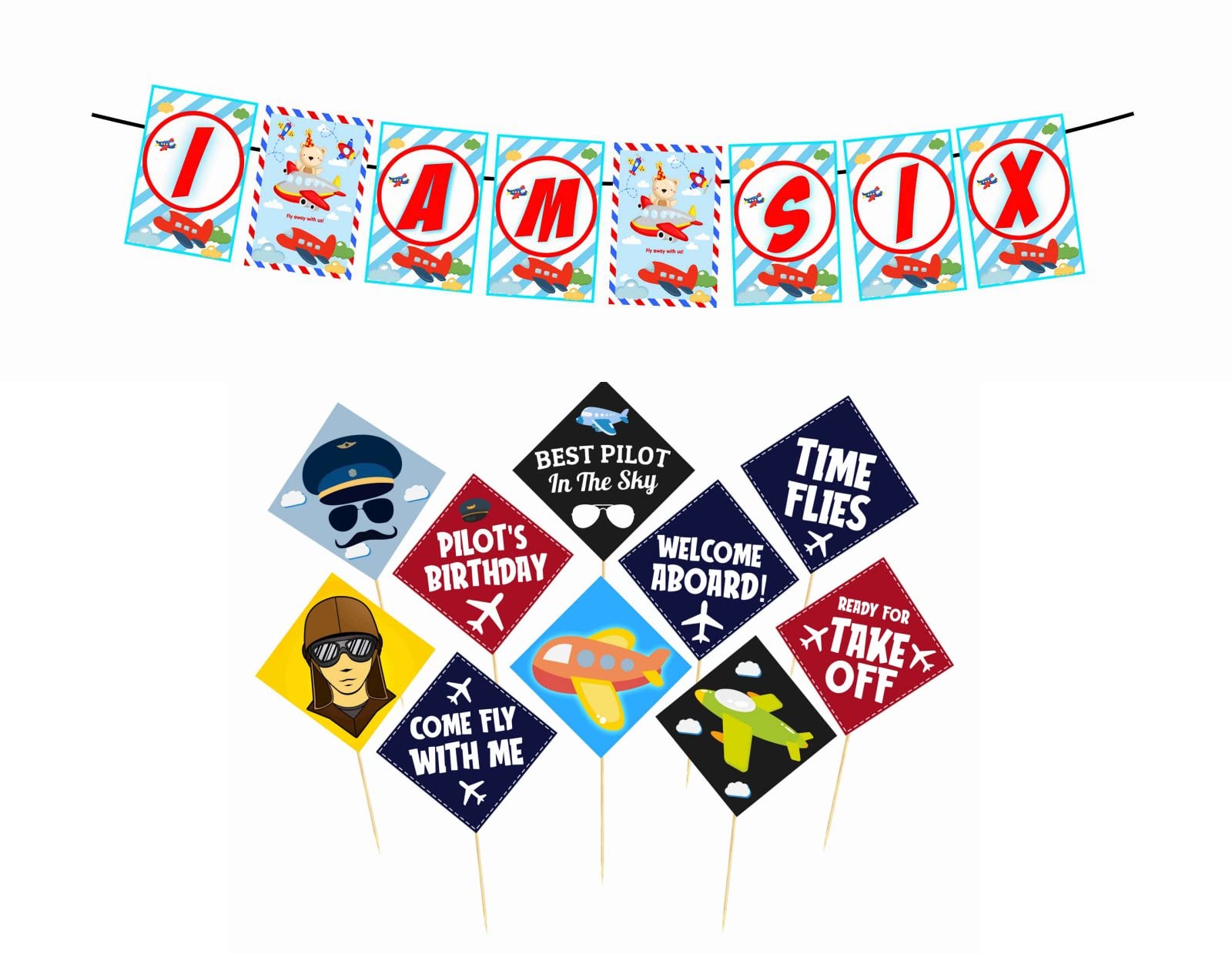 Buy Partyzon Aeroplane Theme Props Banner Swirls for Aeroplane Theme ...