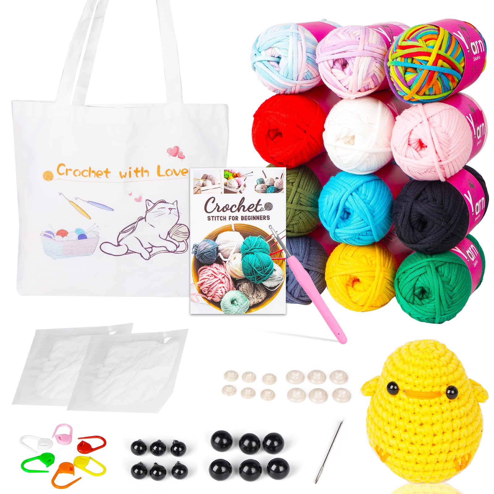 Snapklik.com : 12 Pack Crochet Yarn Beginner - Crochet Kit Easy-to-See ...