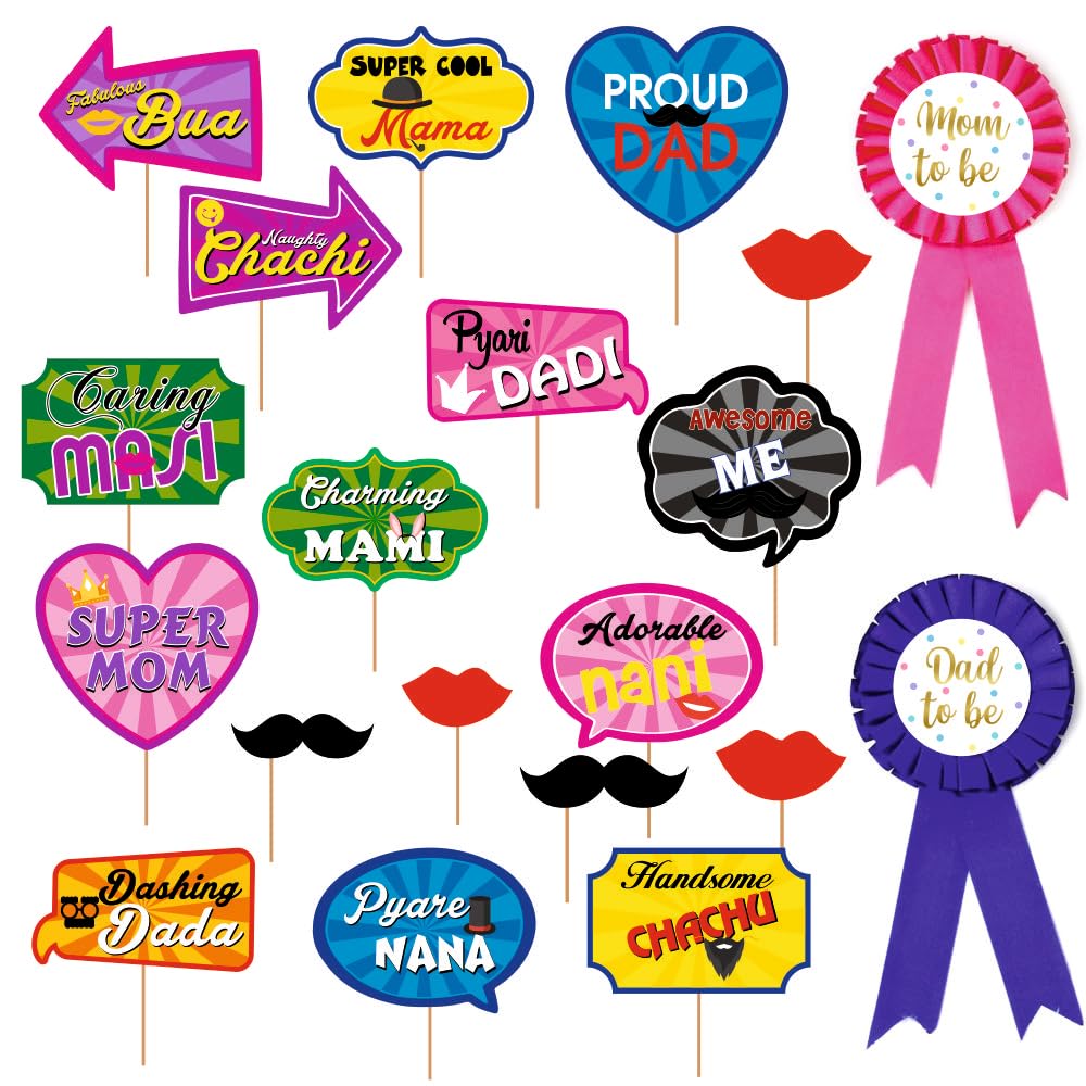 Party Baazaar Baby Shower Sticks Props for Photoshoot | Mom Dad to be ...
