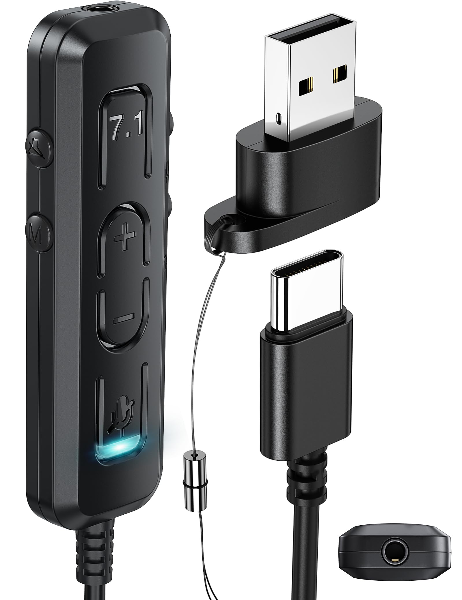 Amazon.com: USB External Sound Card for PC 2 in 1 Game & 7.1 Stereo ...