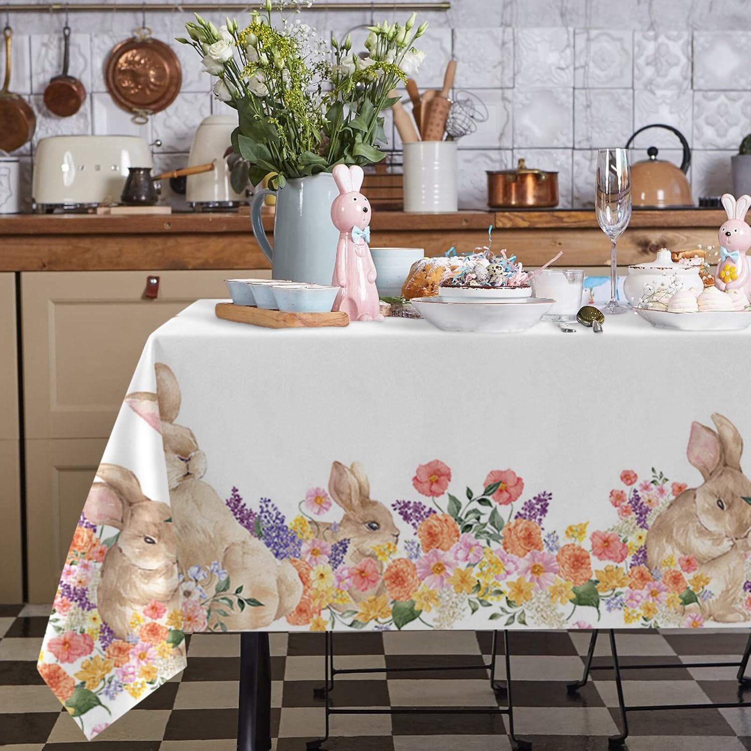Amazon.com: Easter Tablecloths for Rectangle 60 x 162-inch Table Cover ...