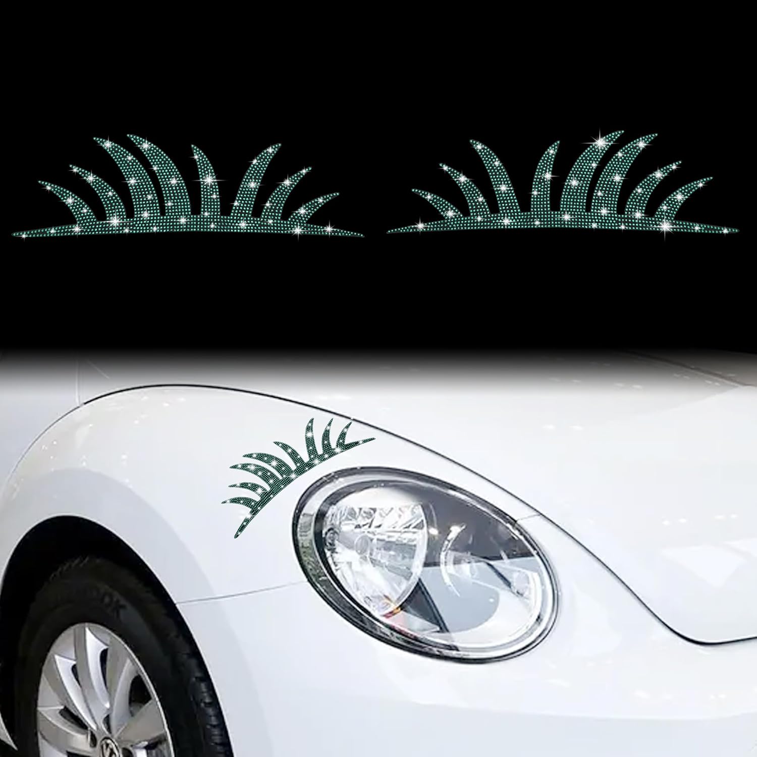 Amazon.com - TOMALL 2Pcs Bling Car Headlight Eyelashes Stickers Cute ...