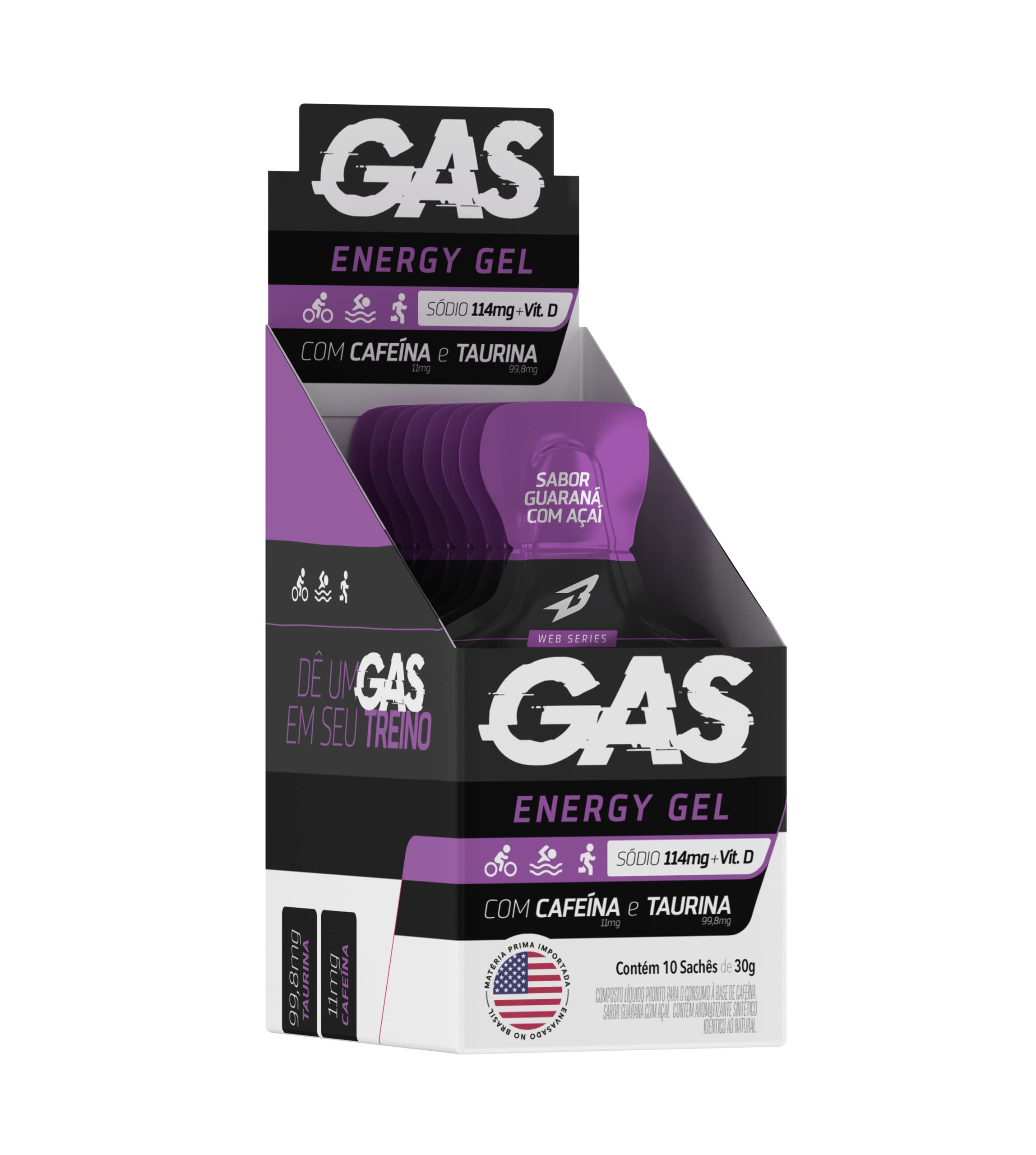 Gas Energy Gel Cx C/ 10 Sachês Guaraná com açaí Bodyaction | Amazon.com.br