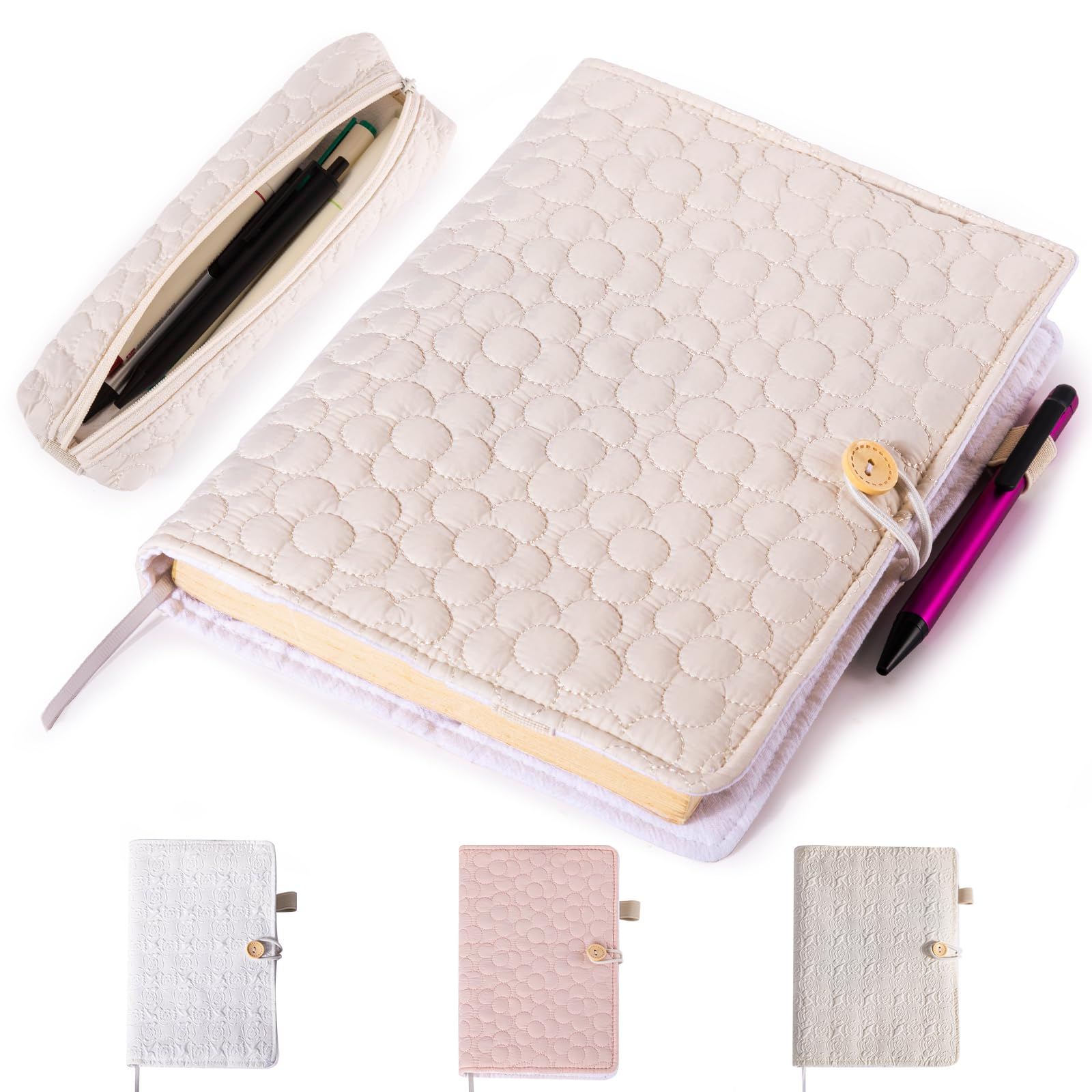 Amazon.com: Fabric Book Covers for Women with Pencil Case, Washable ...