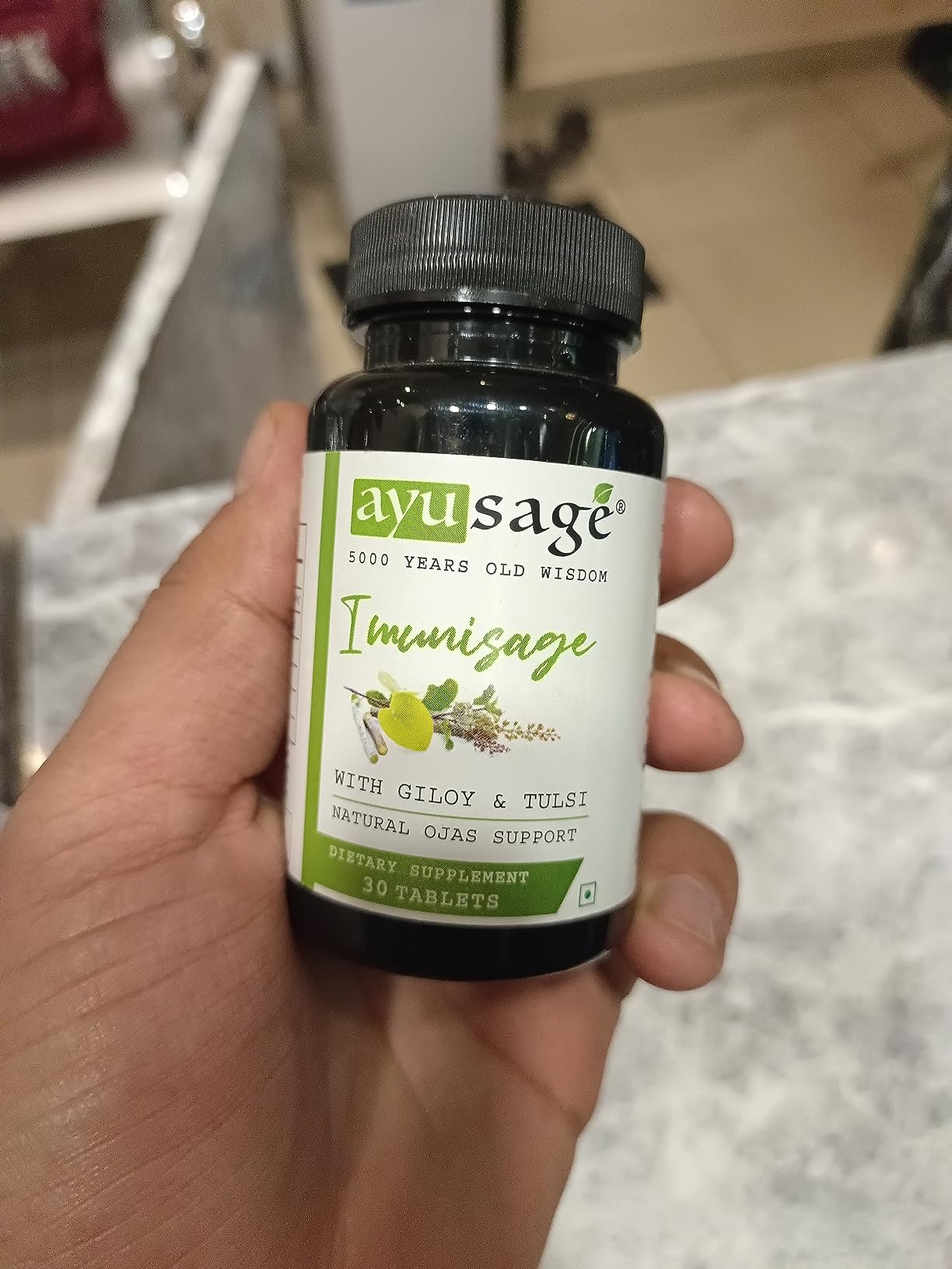 Ayusage Imunisage with Giloy & Tulsi, Natural Ojas Support (30 Tablets ...