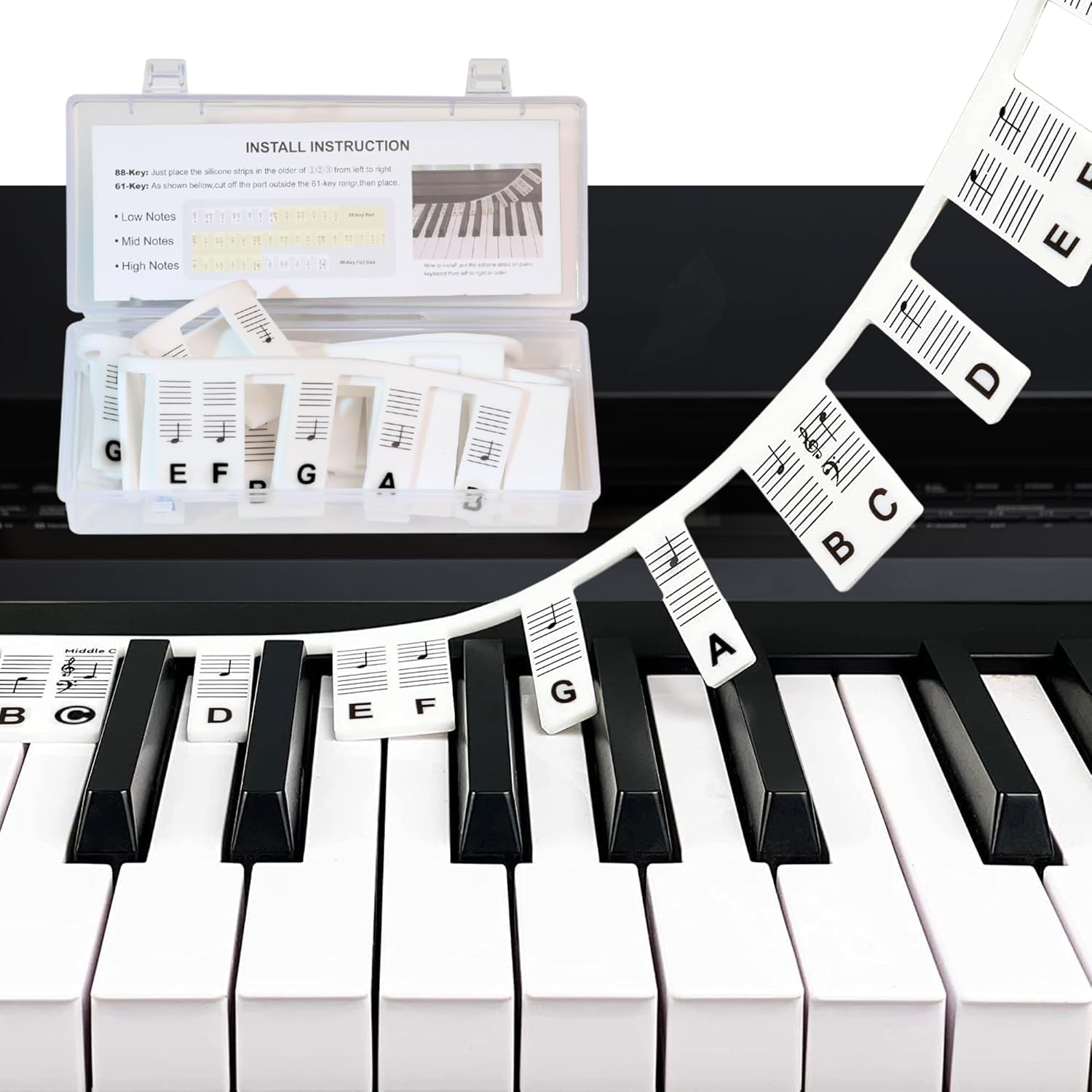 Amazon.com: MUSIQ MAKER Removable Black and White Piano Keyboard Note ...