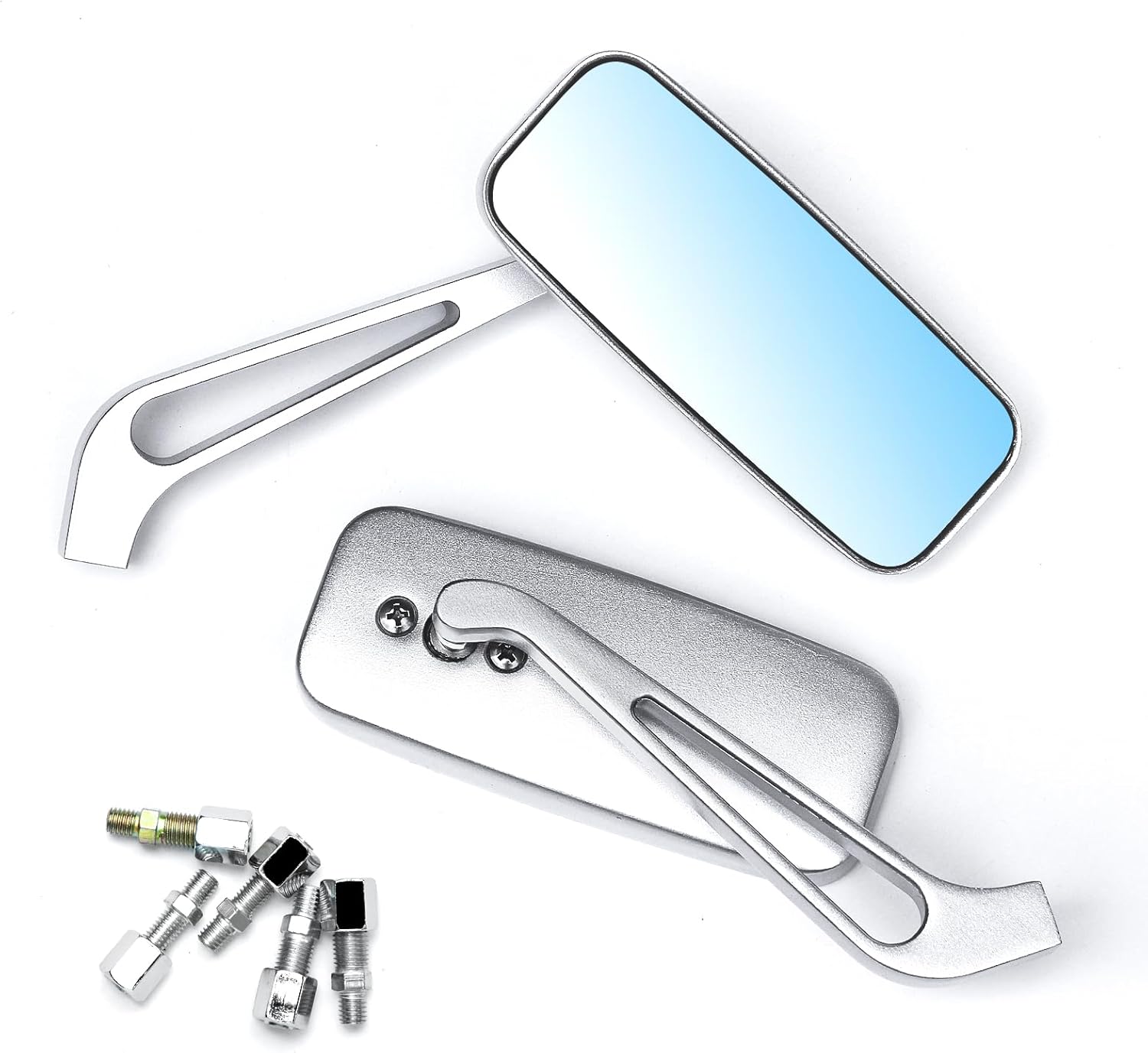 Amazon.com: WTZMOTO Motorcycle Mirrors Silver - Motorcycle Side View Mirror for Handlebar Dual ...