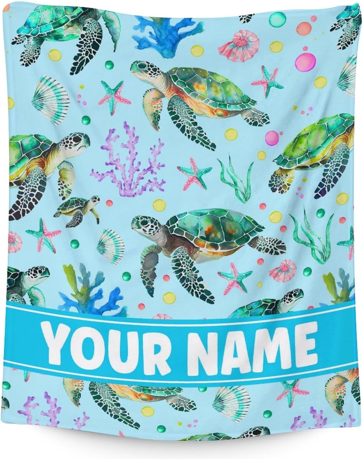 Amazon.com: CUNEXTTIME Custom Sea Turtle Blanket Gifts with Name ...