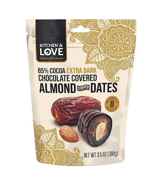 Amazon.com : Kitchen & Love Chocolate Covered Almond Stuffed Dates in a ...