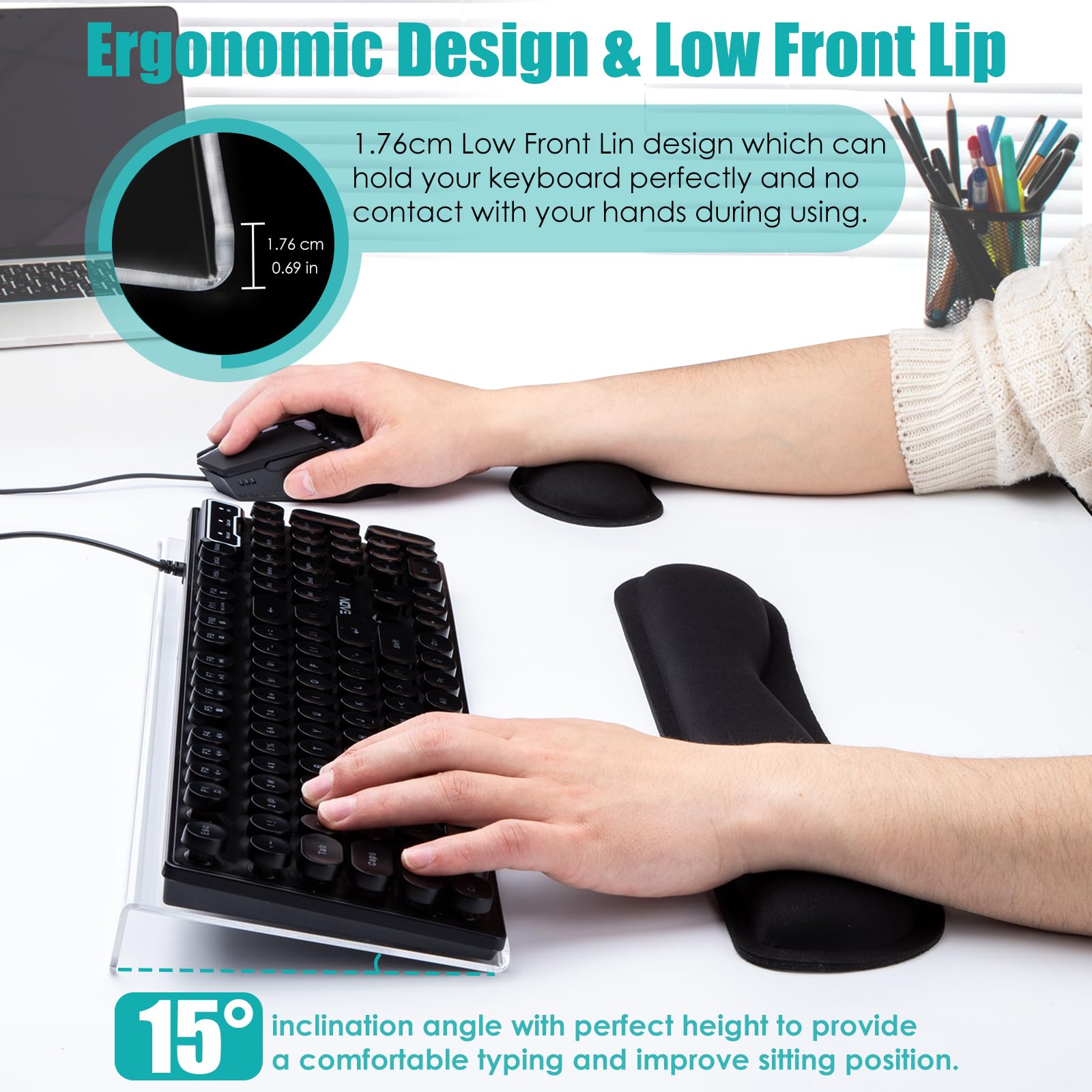 Snapklik.com : Keyboard Stand Desktop - 17” Wide Acrylic Keyboard Stand
