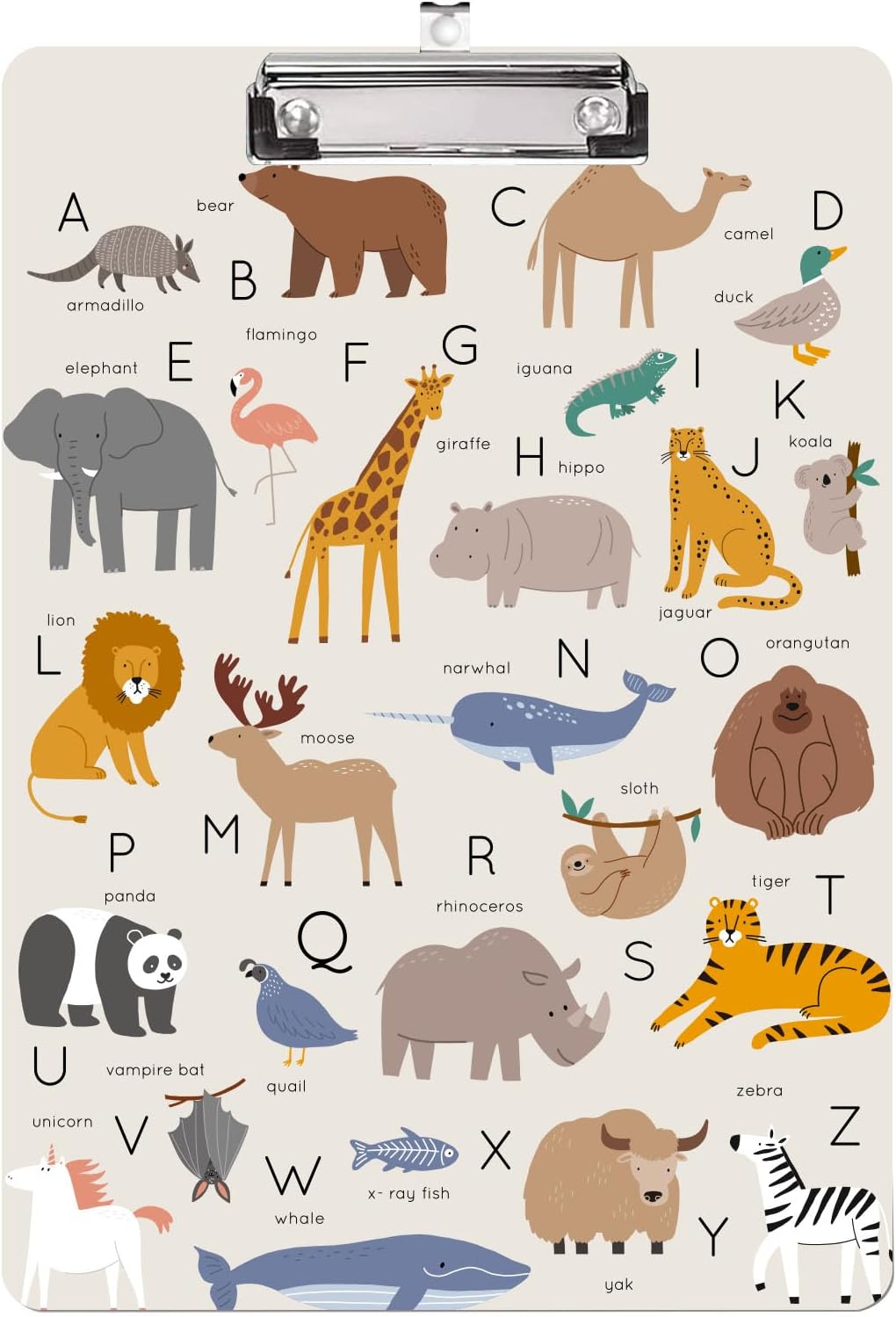 Amazon.com: Animals Alphabet Clipboard,Decorative Acrylic Clipboard ...