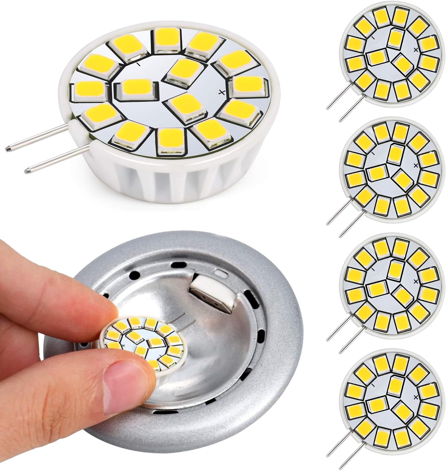 Heifymi G4 LED Bulb 12-24V AC/DC 3W Daylight 6000K 20W Halogen Bulb ...