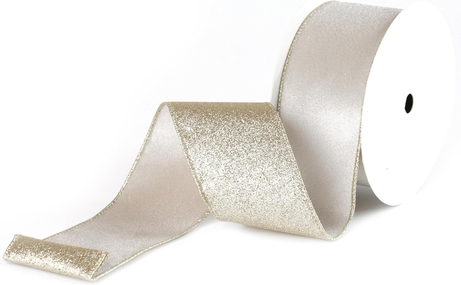 Amazon.com: LIZLOVESS Champagne Velvet Wired Ribbon with Glitter Back 2 ...