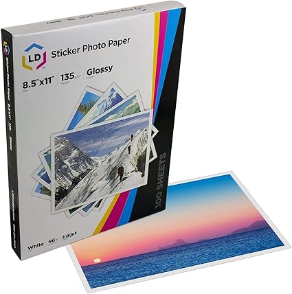 Amazon.com : LD Products Glossy Inkjet Photo Sticker Paper (8.5X11) 100 ...