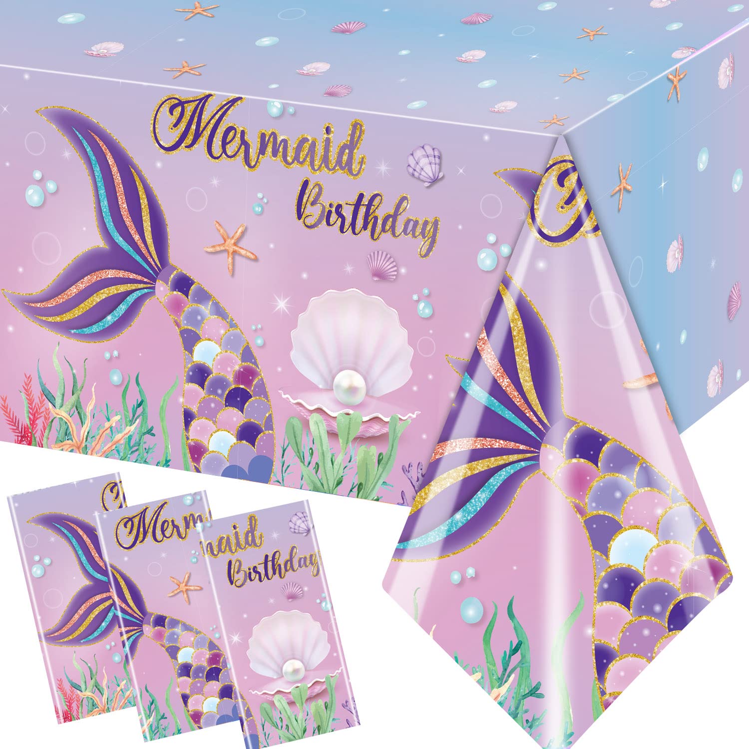 Snapklik.com : 3Pcs Mermaid Tablecloth Birthday Supplies Gifts For Girl ...