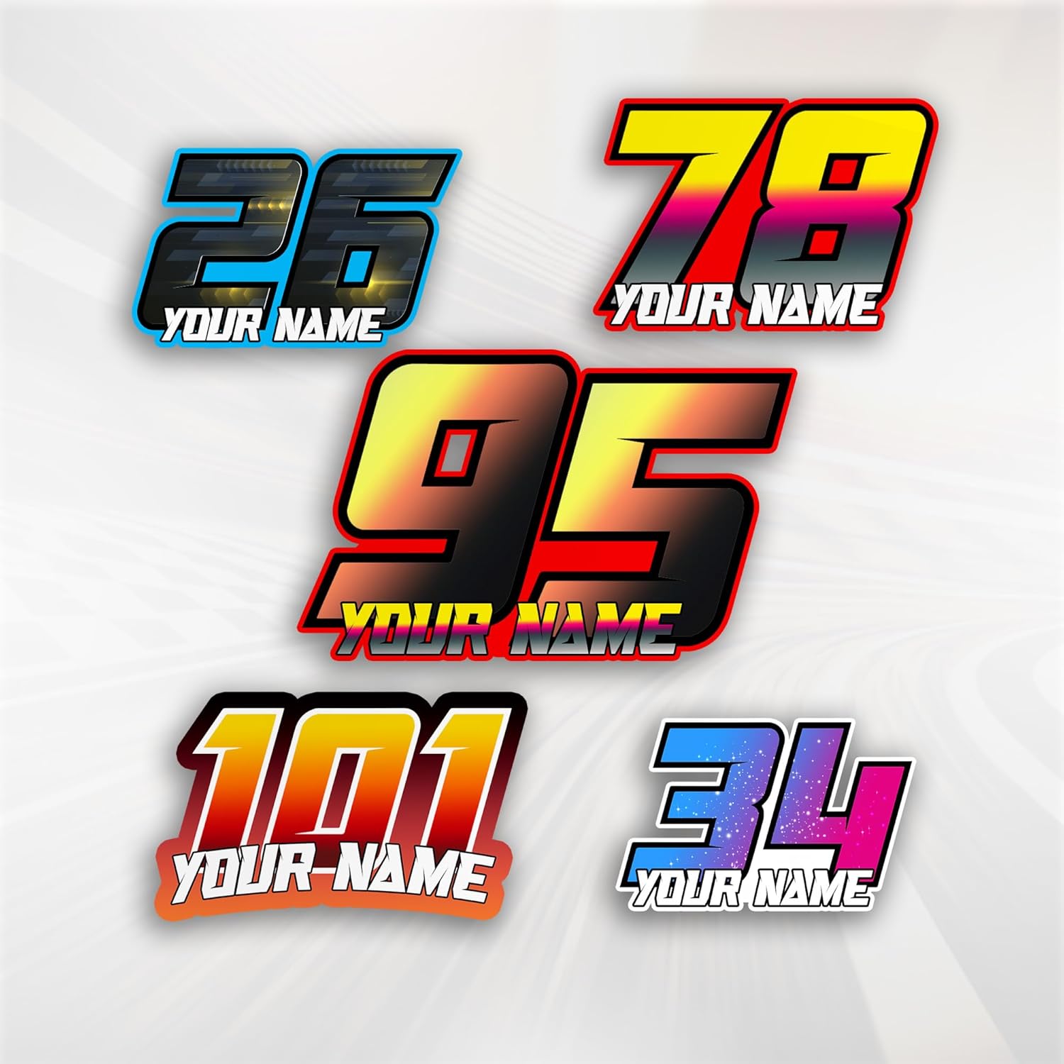 Amazon.com - Custom Race Team Sticker Personalized Racing Name Number ...