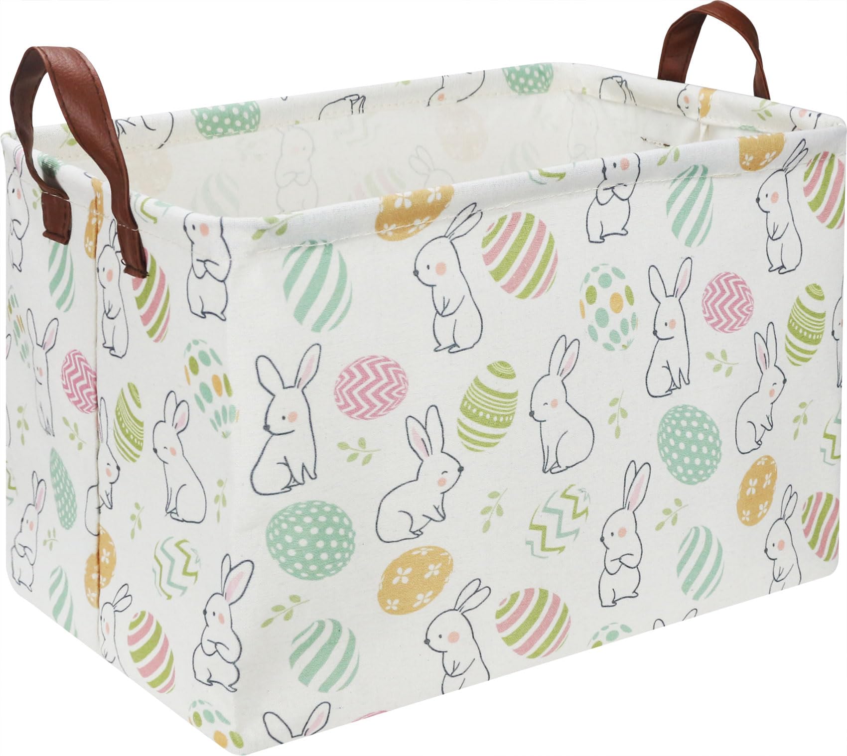 HKEC Rectangle Easter Bunny Basket Empty,Kid Toys Bin with Handles,Baby ...