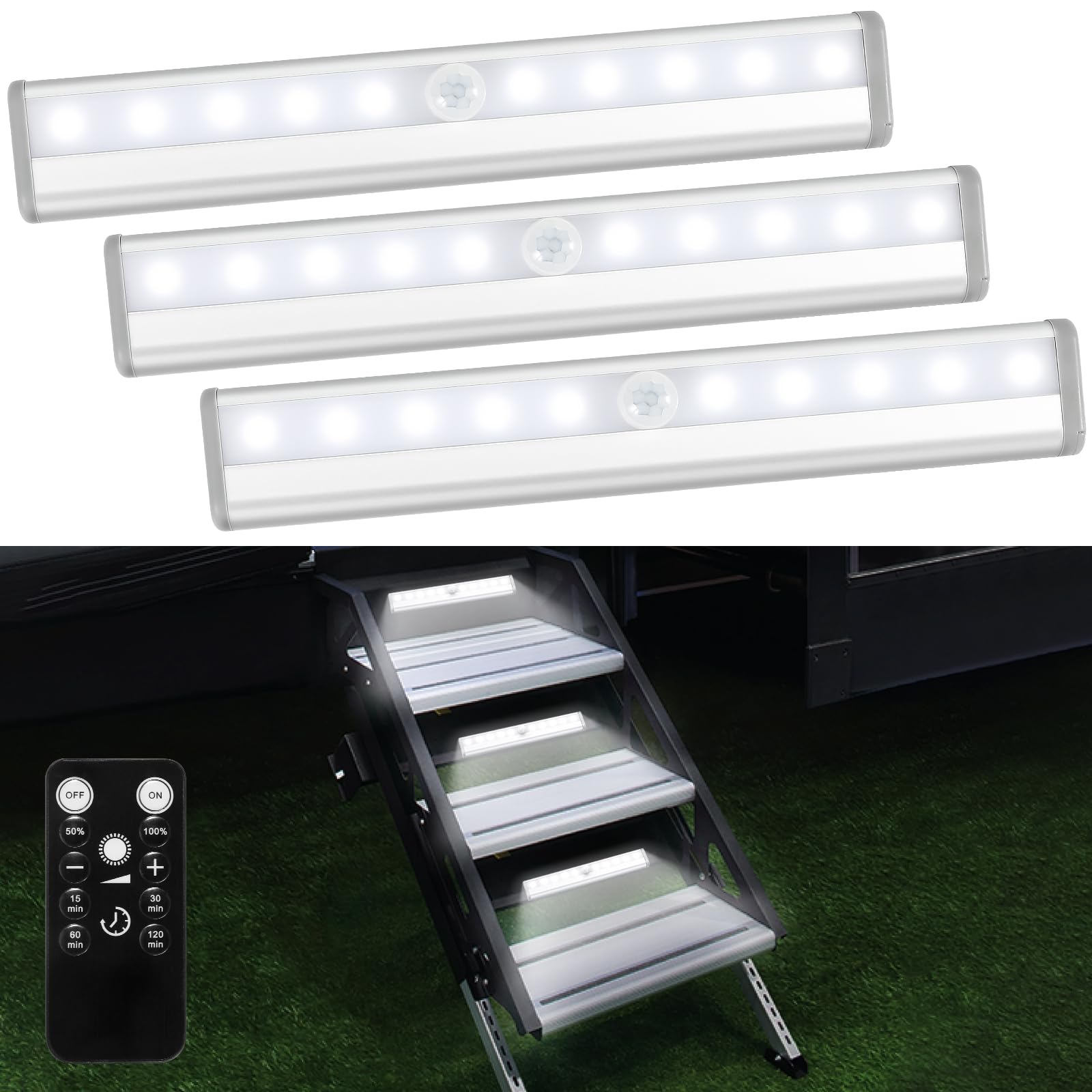 Amazon.com: Fymblin 3 Pack Remote Control RV Step Lights, 10 LED ...