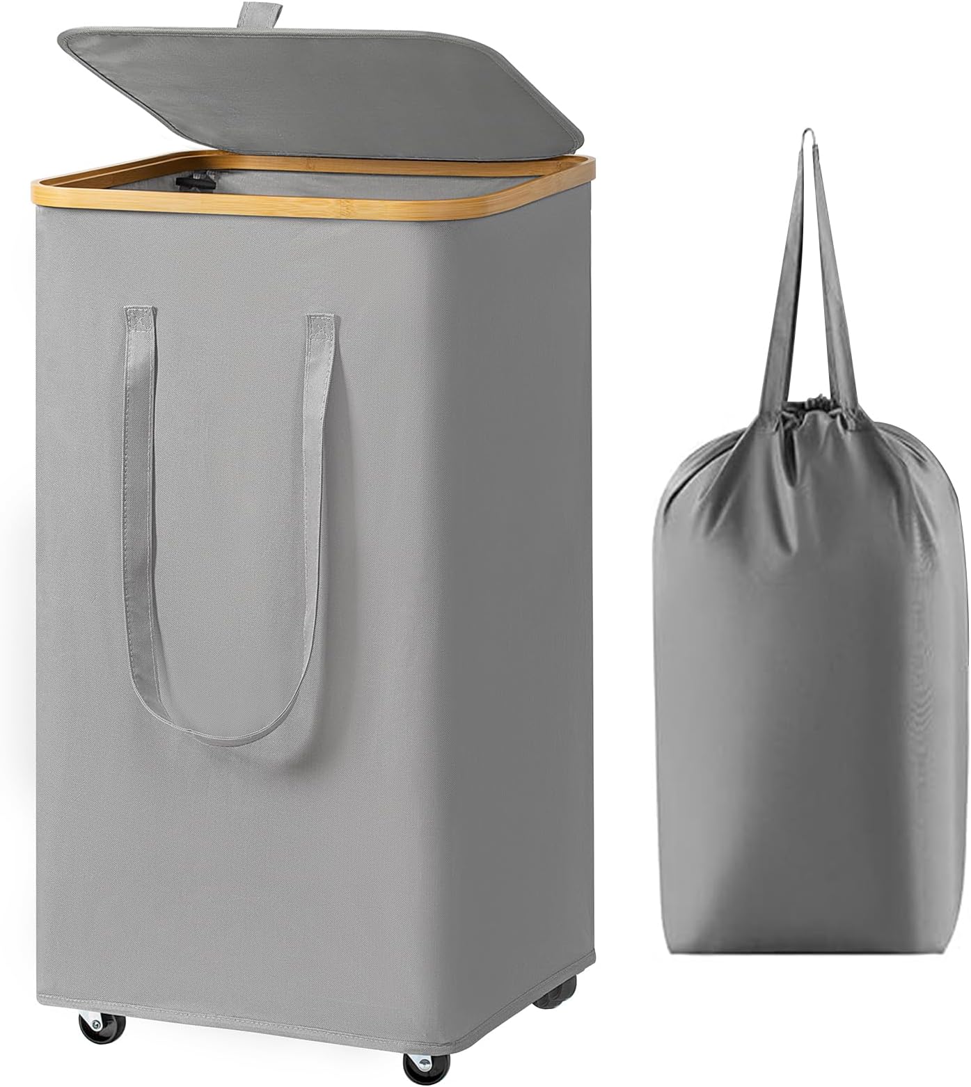 Amazon.com: mDesign Large Polyester Rolling Laundry Hamper with Wheels ...