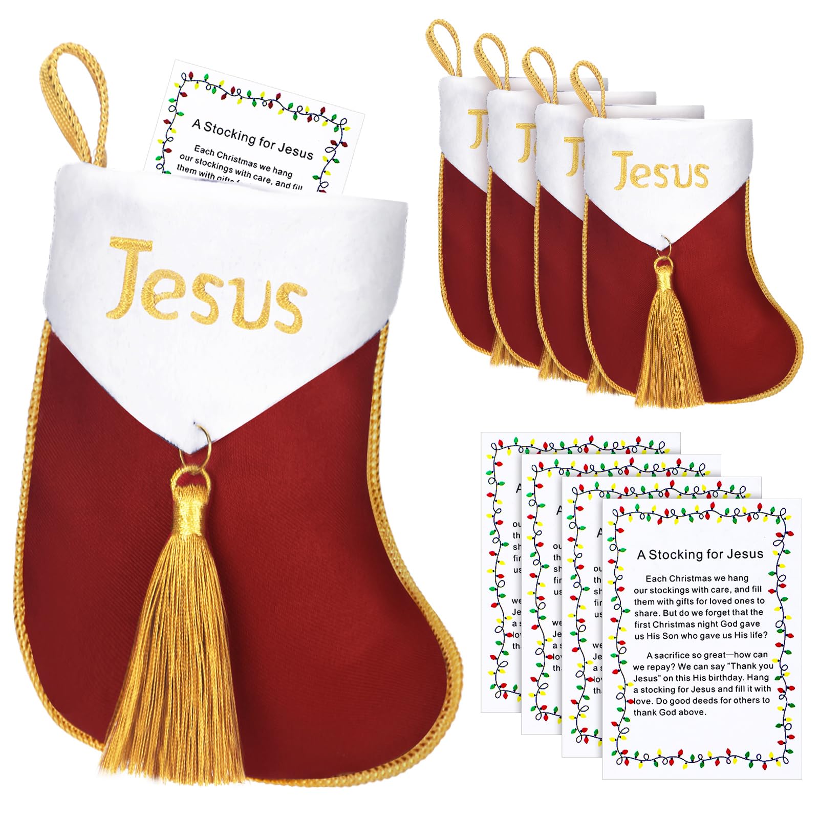 Amazon.com: Geyoga 8 Set Velvet Christmas Stockings for Jesus Ornament ...