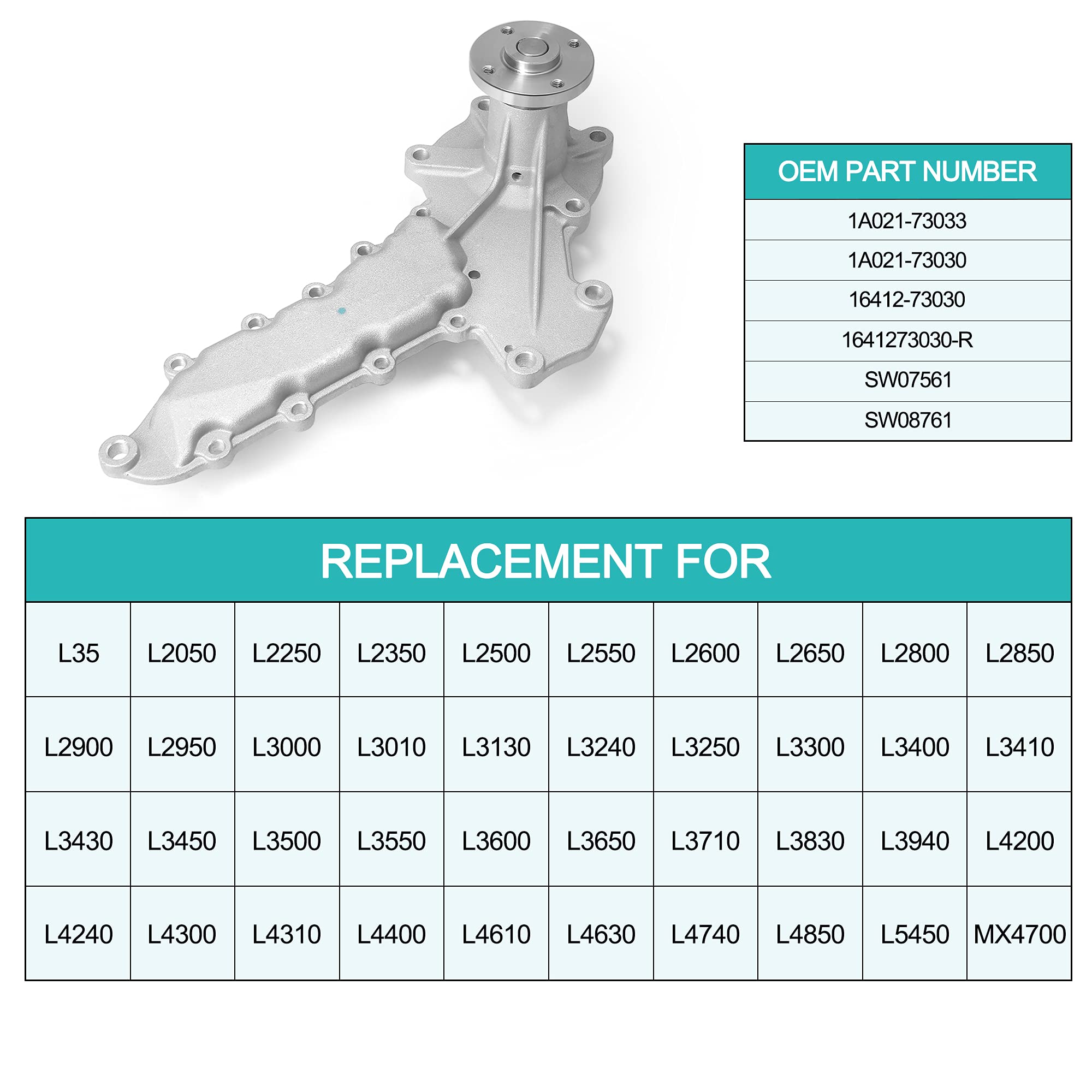 AULINK Water Pump 1A021-73030,1A021-73036 For Kubota Engine L2050 L2550 ...