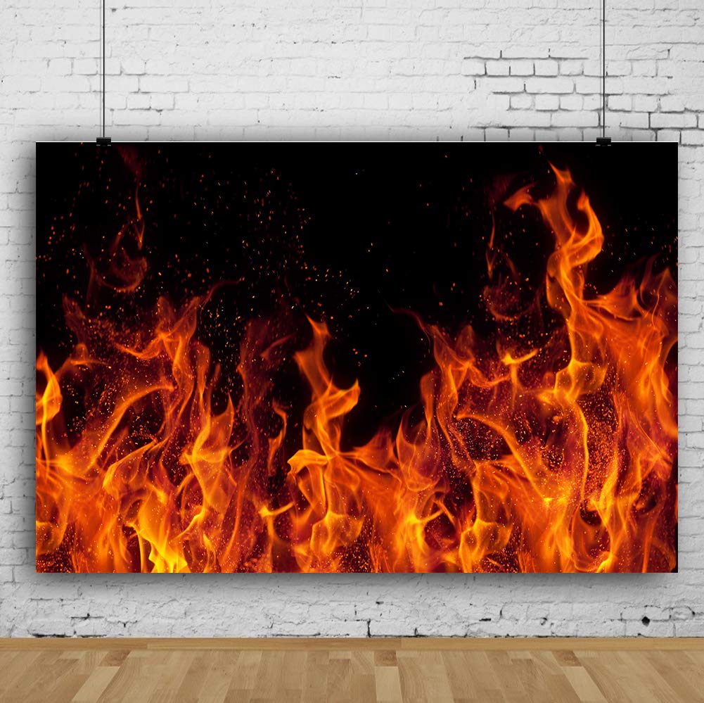 Buy RBQOKJ 7x5ft Dancing Flame Backdrop Burning Fire Black Photography ...