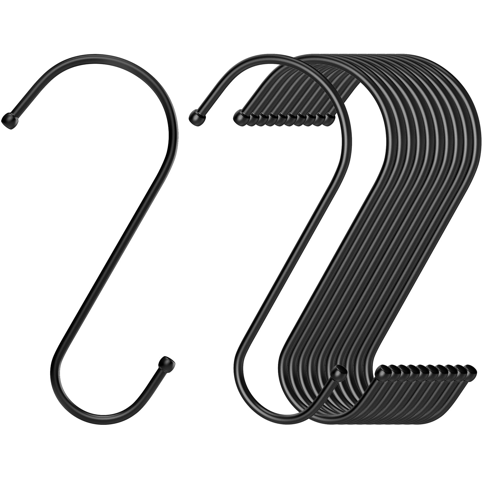 Amazon.com: RELBRO S Hooks, 6 Inch Large S Hooks Reversible Black Metal ...