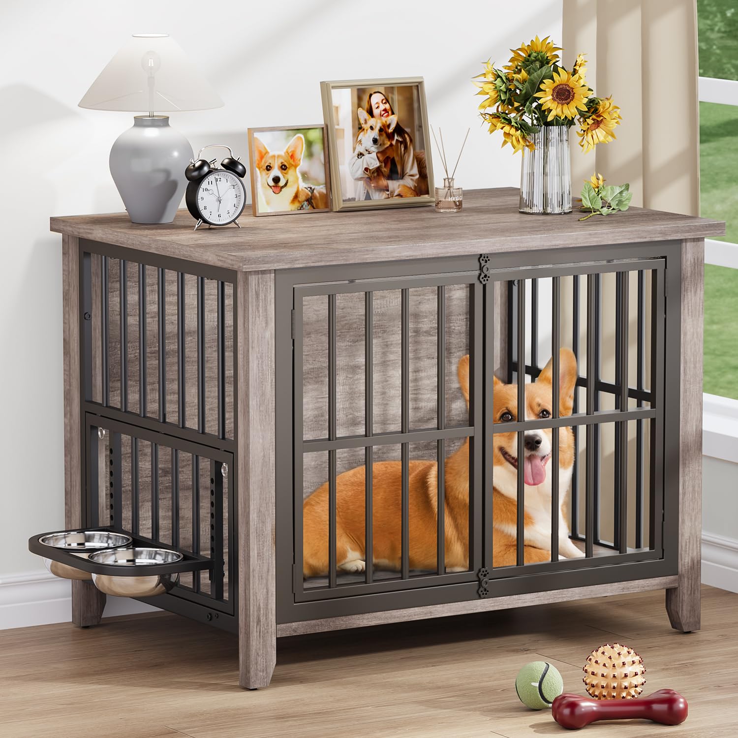 Amazon.com : YaFiti Dog Crate Furniture, 31.5" Wooden Dog Kennel Indoor ...