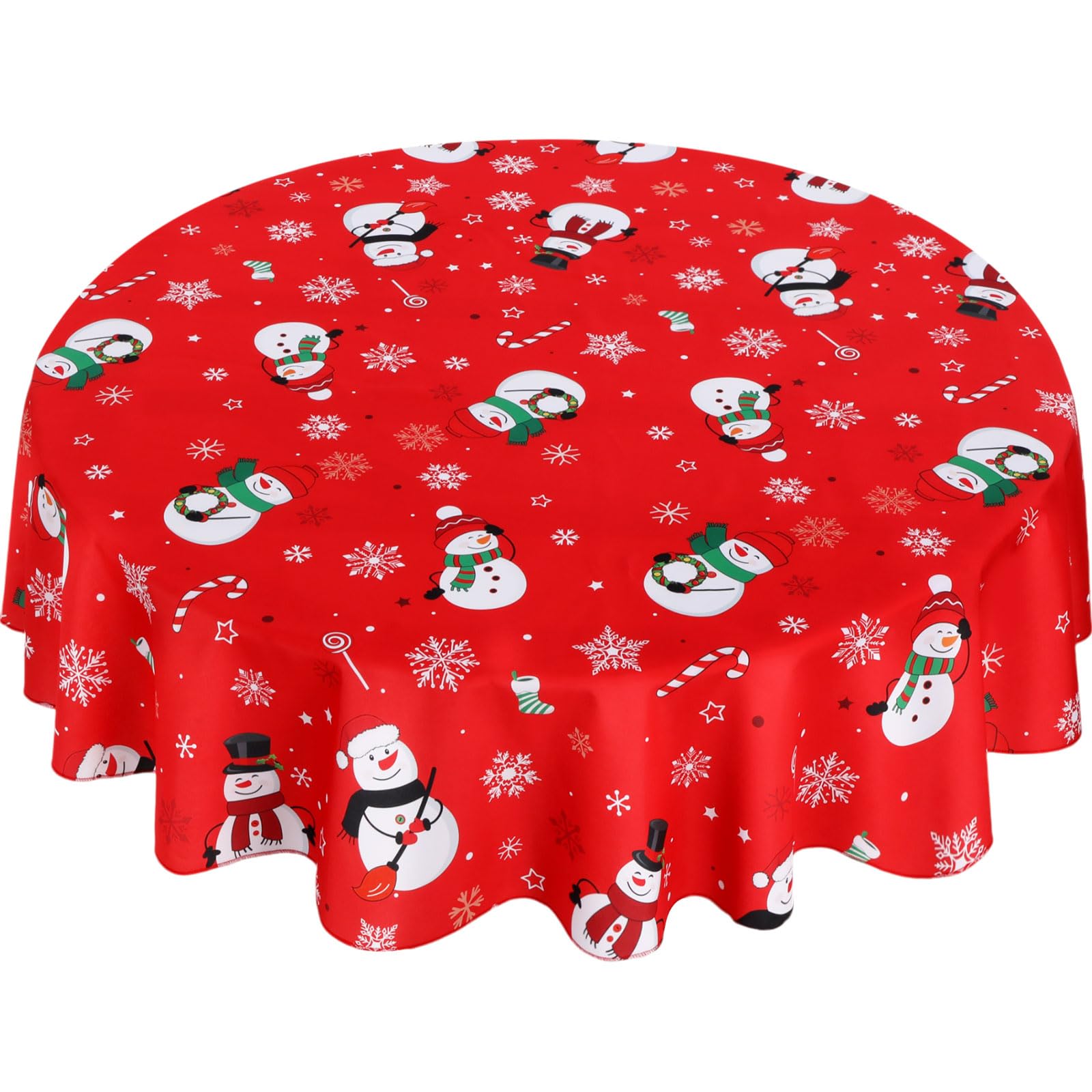 Amazon.com: Irenare Christmas Tablecloth Round 70 Inch Snowman ...