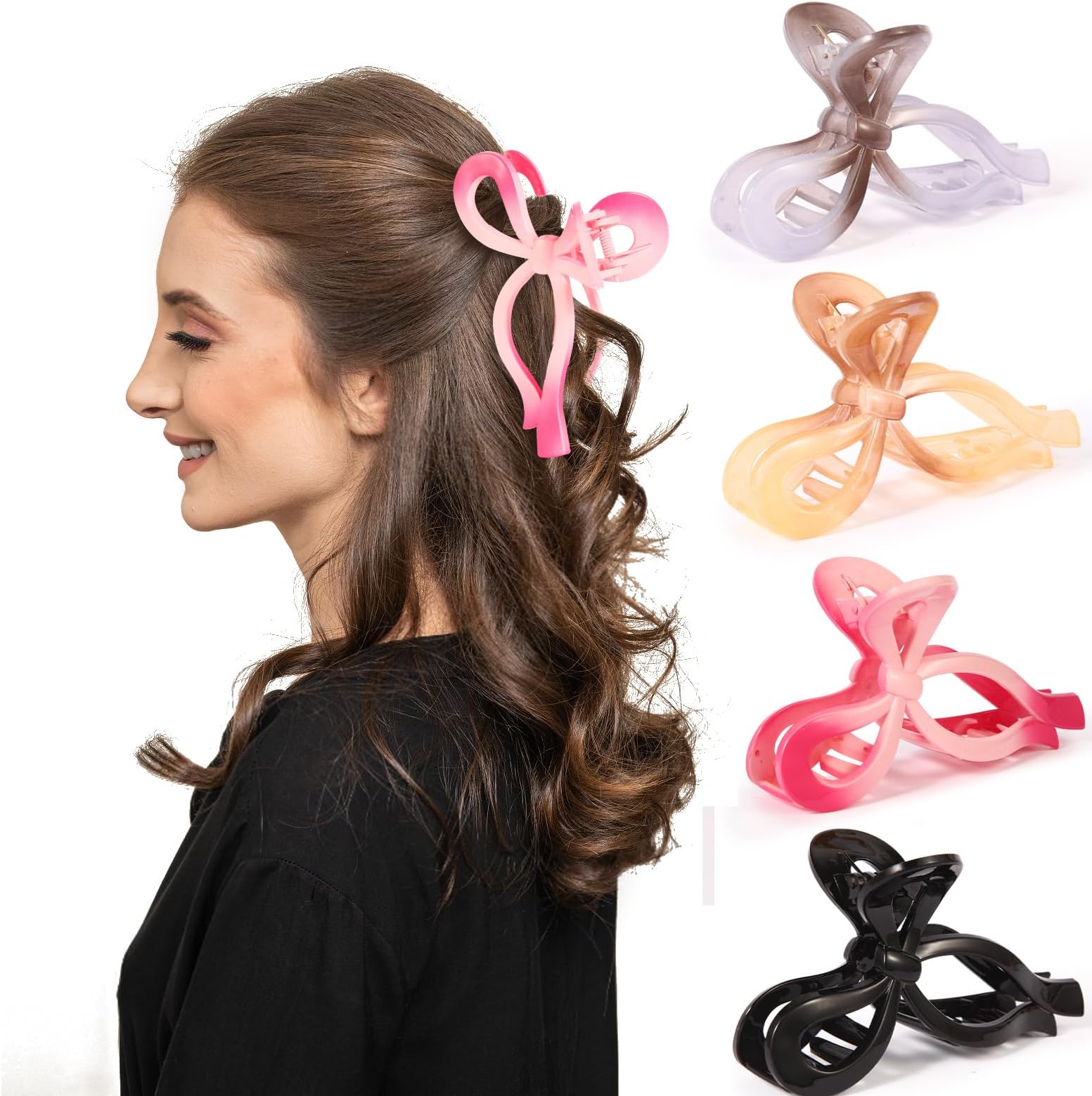 Amazon.com: Bow Hair Claw Clips Elegant Large Hair Accessories for ...