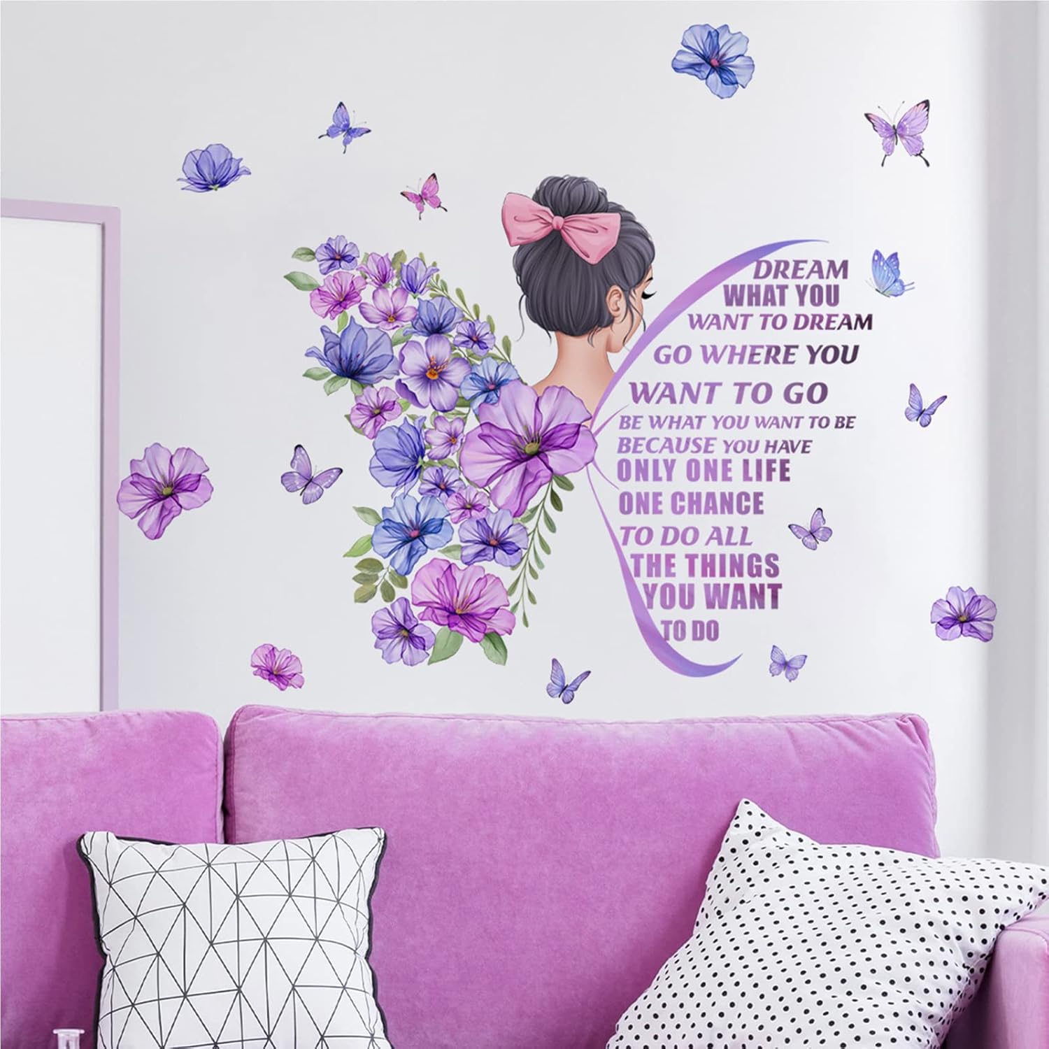 Amazon.com: OCXEQJX Butterfly Girl Wall Stickers Flower Fairy Wall ...