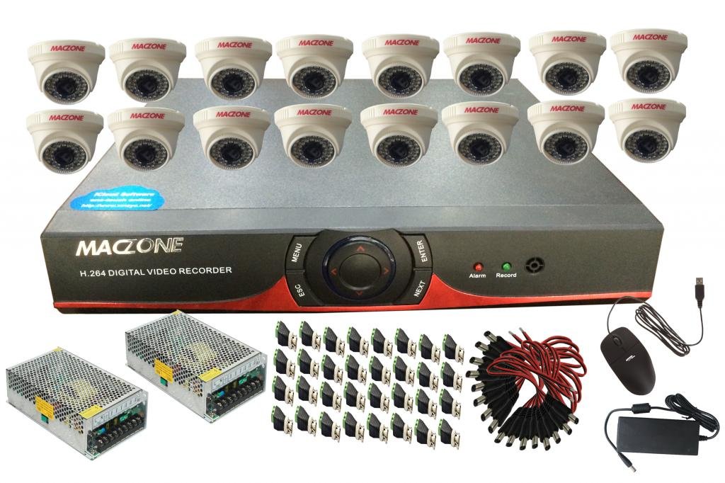 Buy maczone 16 ChannelCombo kit - 16 Pcs. Dome IR Night-Vision CCTV ...