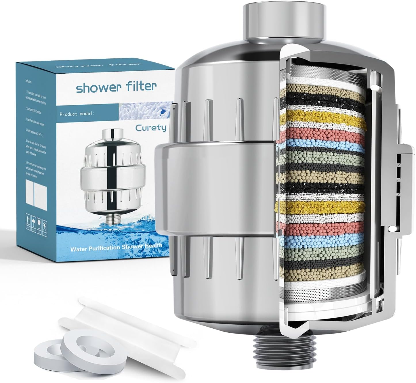 EVERGLOW High-Output Shower Filter, 100% Removes Chlorine, Moisturizes ...